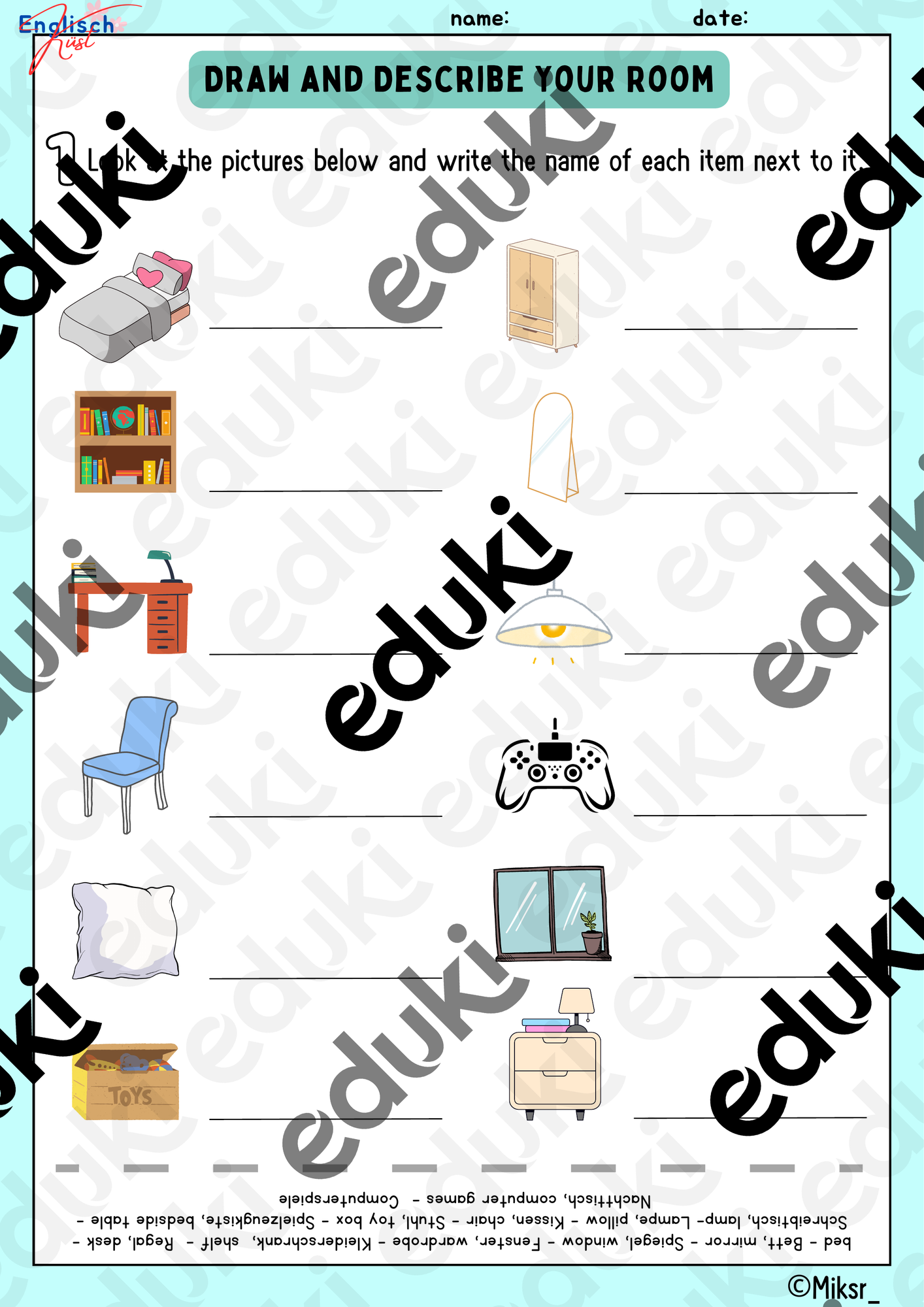 Draw and describe your room – Unterrichtsmaterial im Fach Englisch