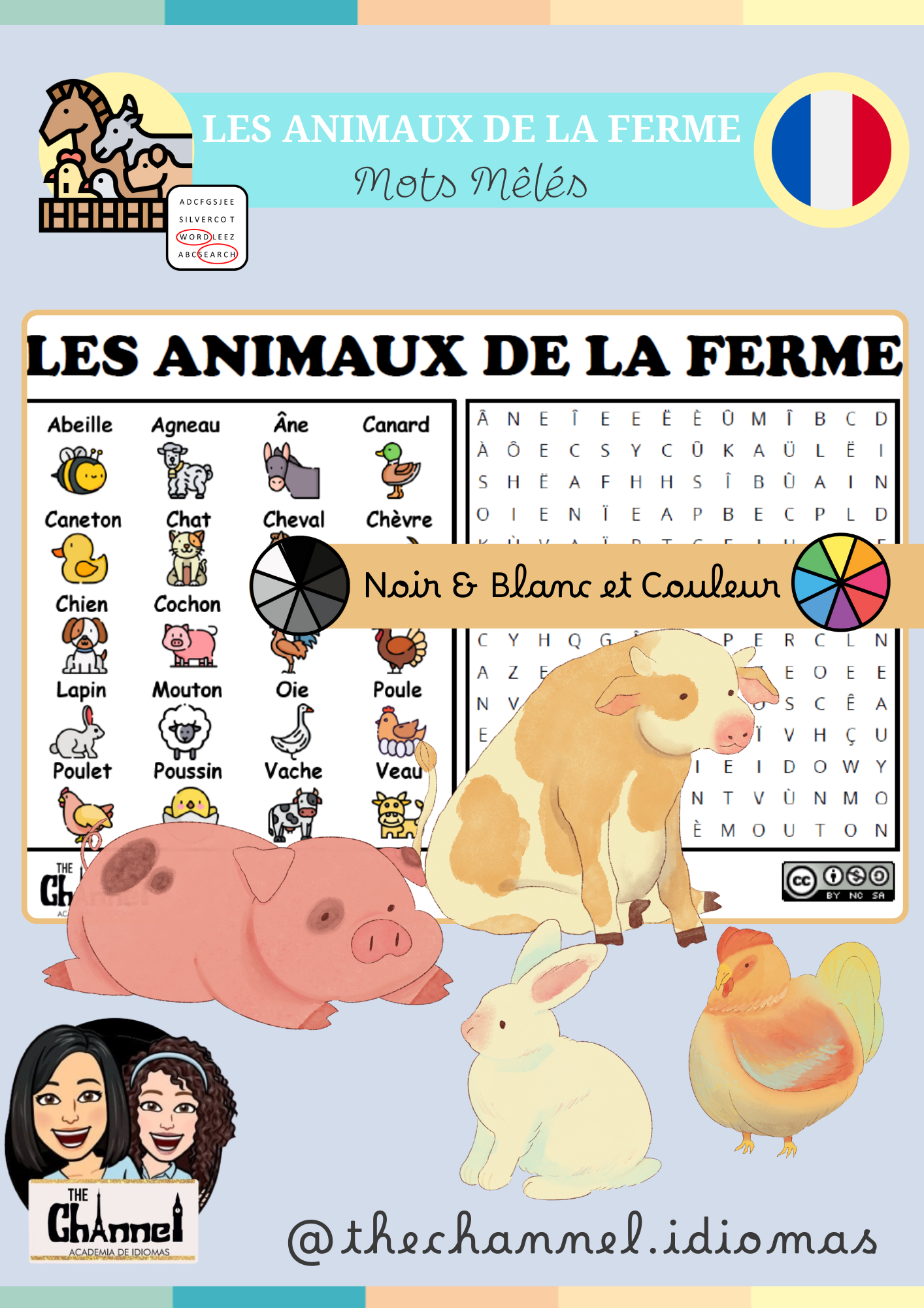 LES ANIMAUX DE LA FERME – Mots mêlés (20 mots) – Unterrichtsmaterial im ...