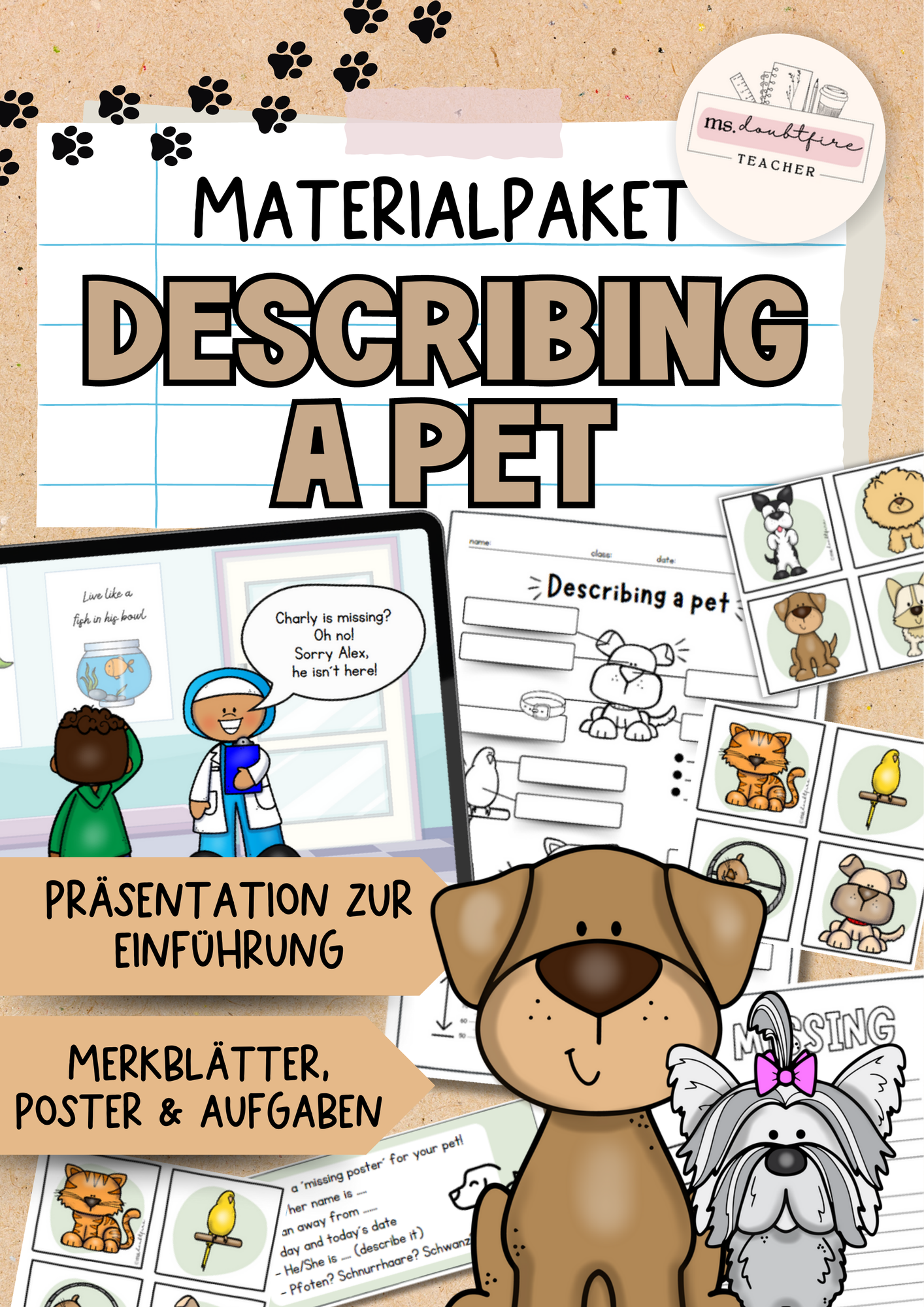 Describing a pet | Missing pets | Materialpaket – Unterrichtsmaterial ...