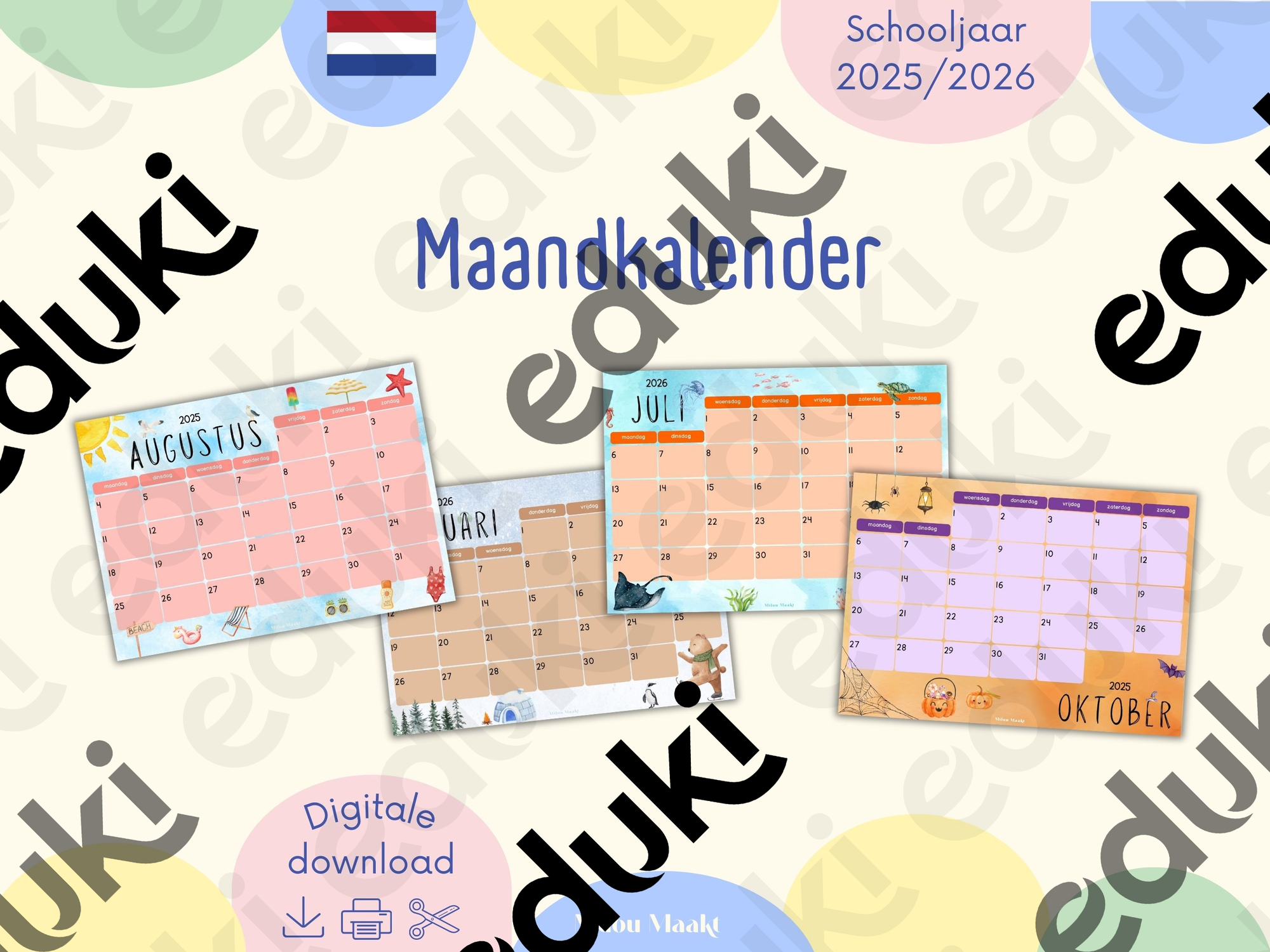 Maandkalender schooljaar 2025-2026 - Lesmateriaal in het vak ...