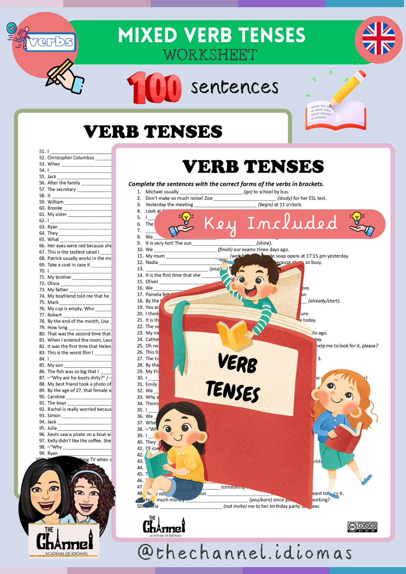 MIXED VERB TENSES – Worksheet (100 Sentences) – Unterrichtsmaterial im ...