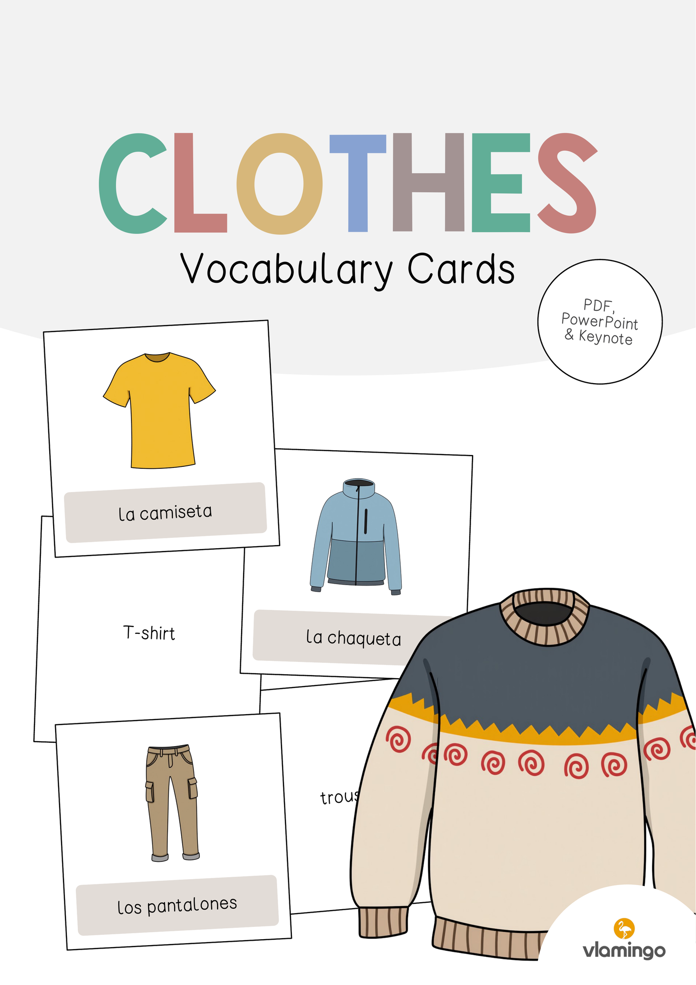 Clothes / Ropa: Vocabulary Cards (Tarjetas de palabras) - material de ...