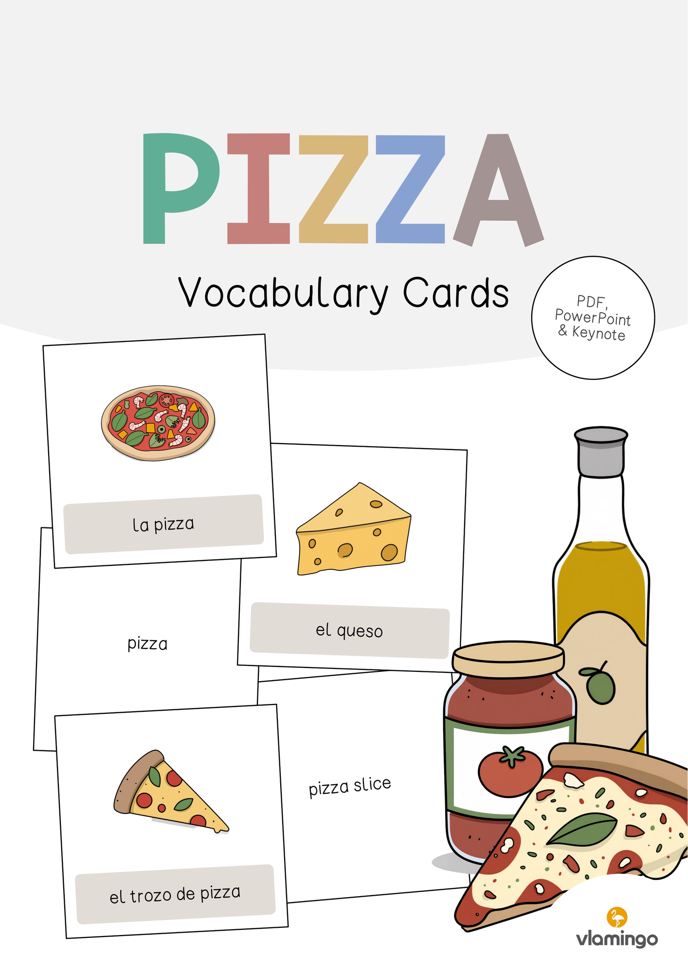 Pizza: Vocabulary Cards (Tarjetas de palabras) - material de la ...