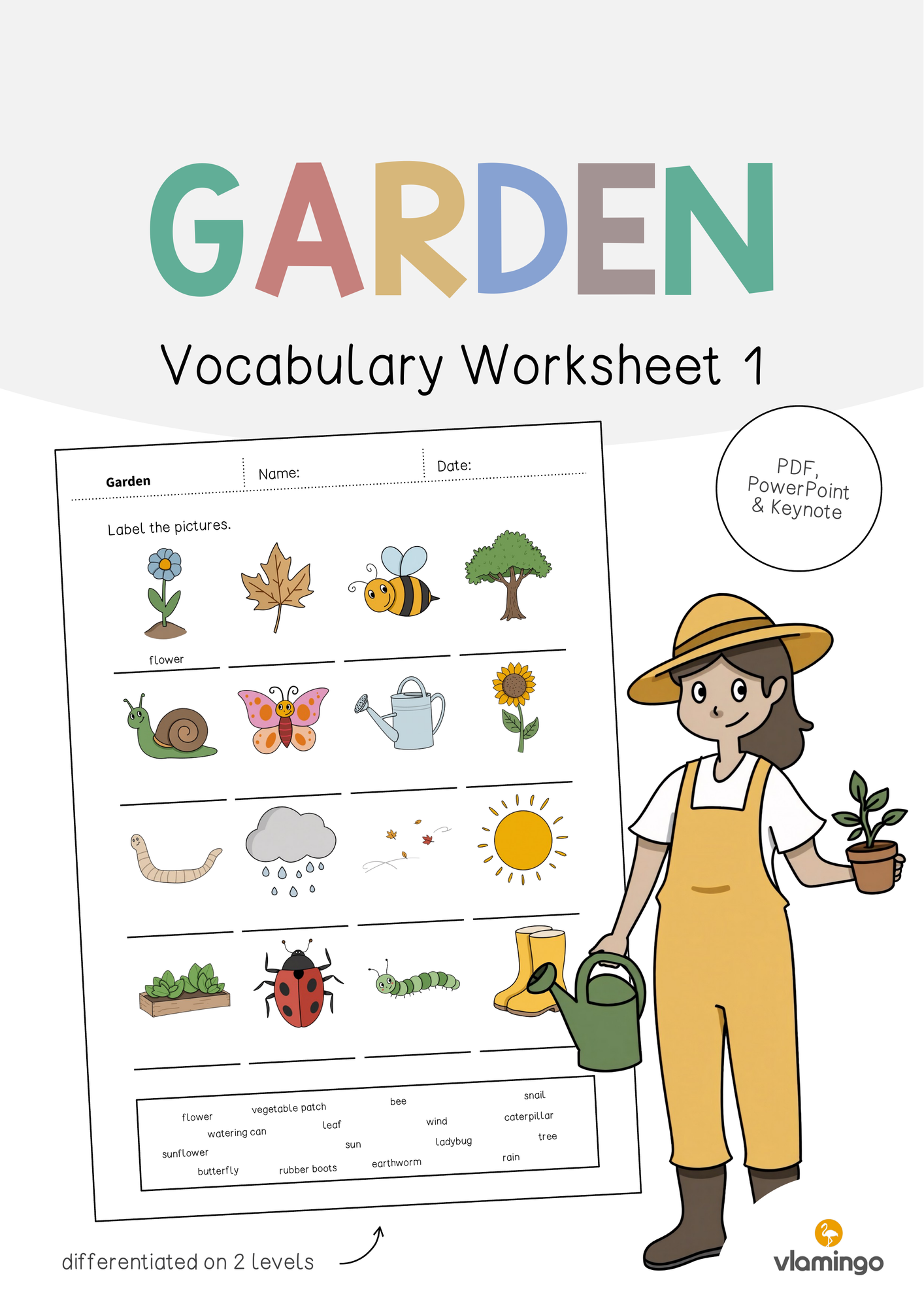 Garden / Jardín: Vocabulary Worksheet 1 (Hoja de trabajo de inglés ...