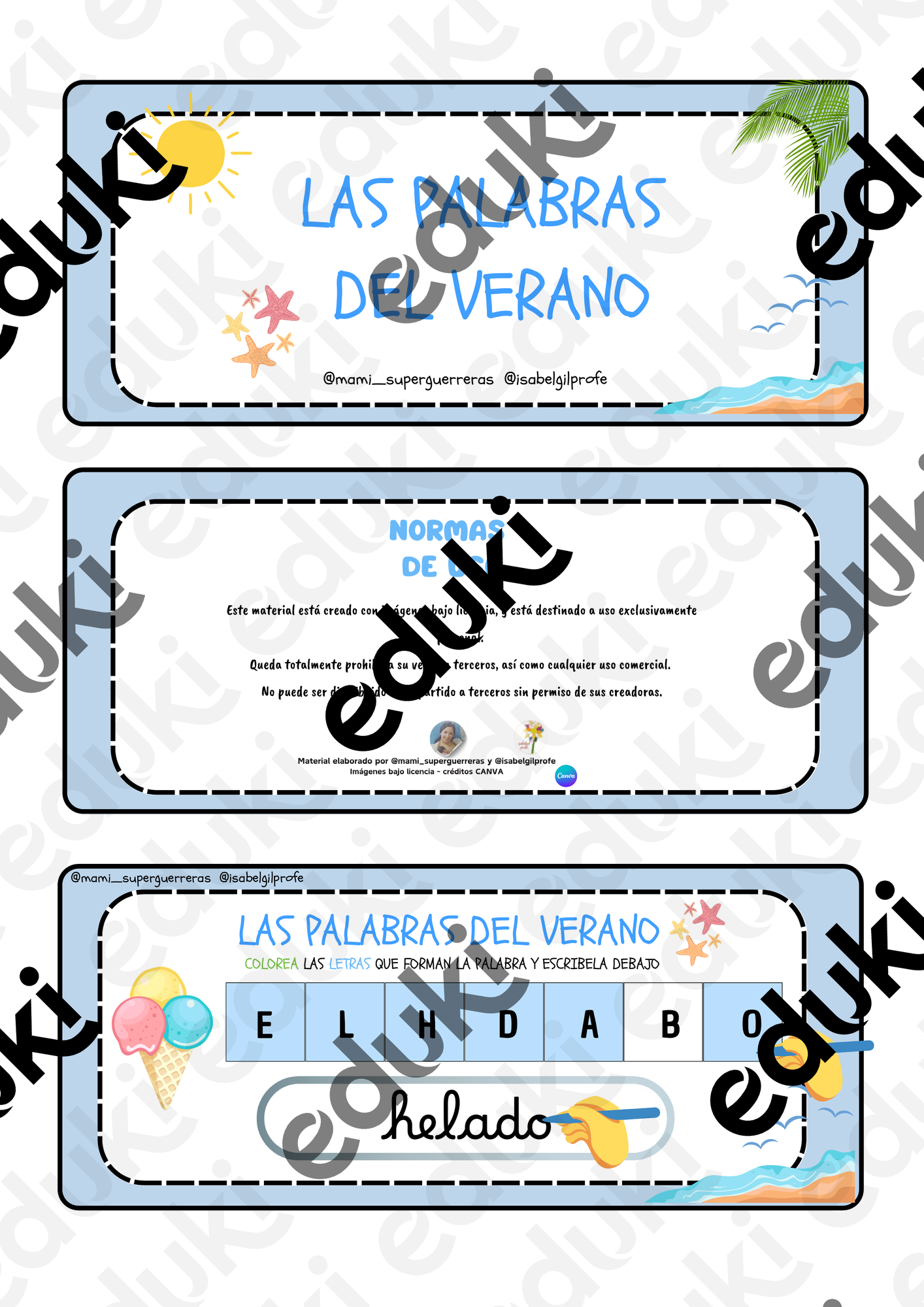 PALABRAS VERANO LECTOESCRITURA CAST/CAT - material didáctico de las ...