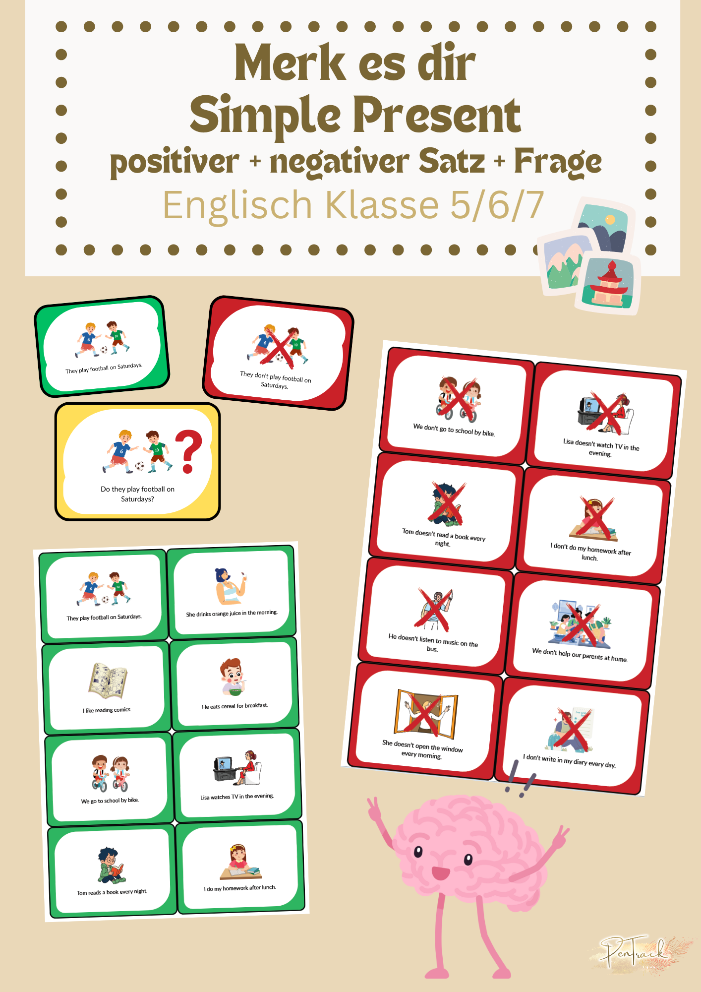 Spiel Merk es dir: Simple Present Klasse 5/6 – Unterrichtsmaterial im ...