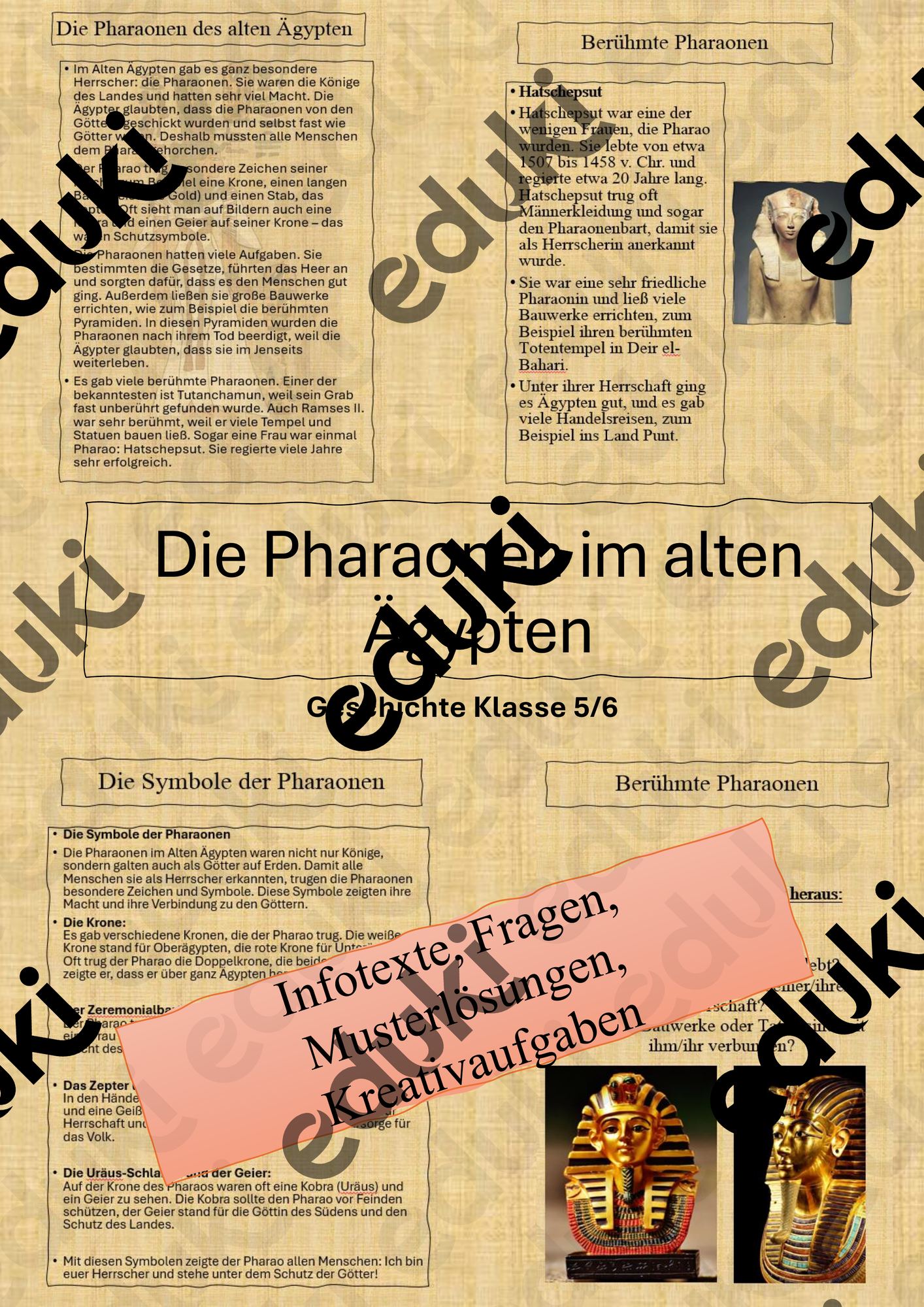 Pharaonen im alten Ägypten – Unterrichtsmaterial im Fach Geschichte
