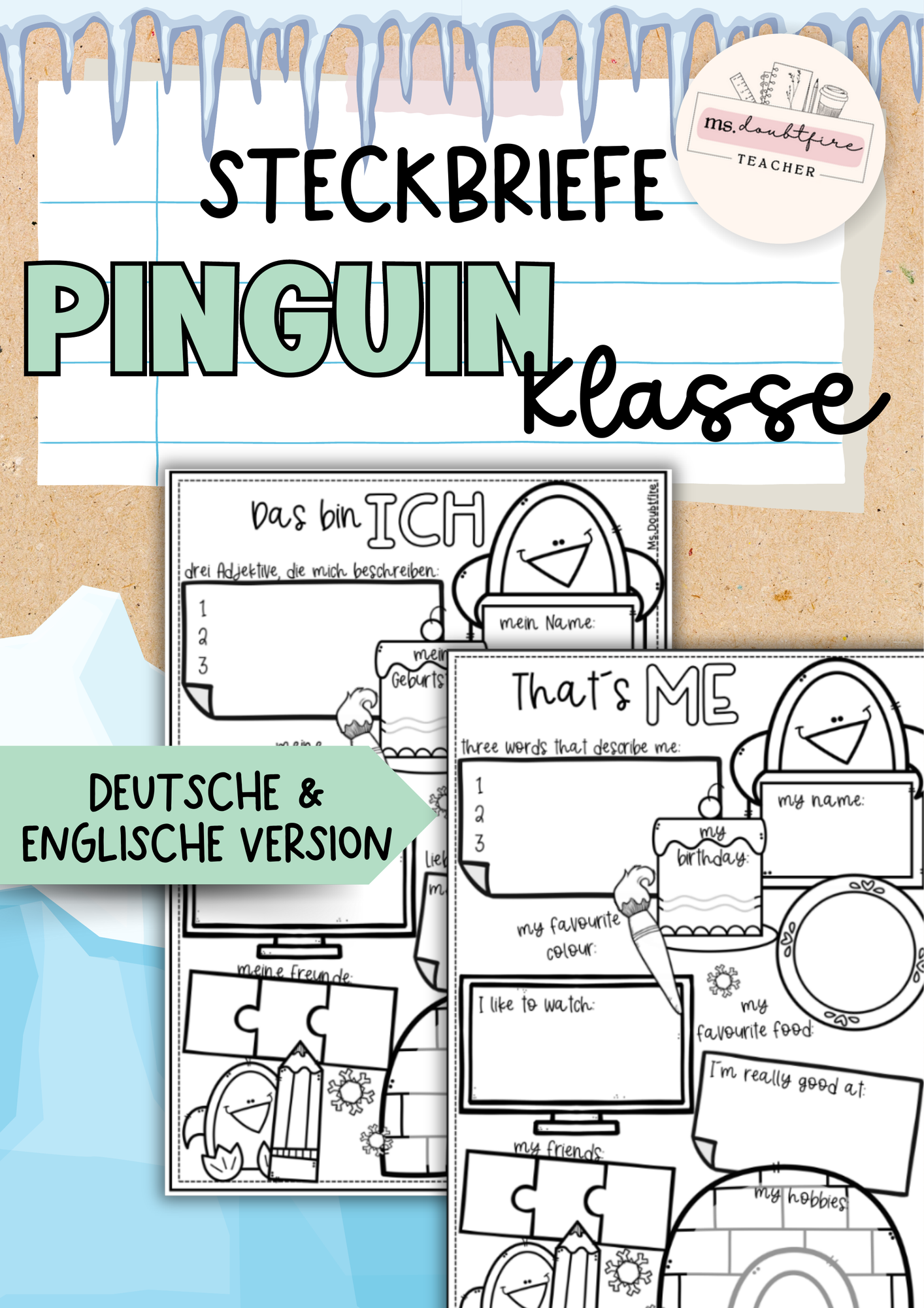 Pinguinklasse | Das bin ich Steckbrief & This is me (Englische Version ...