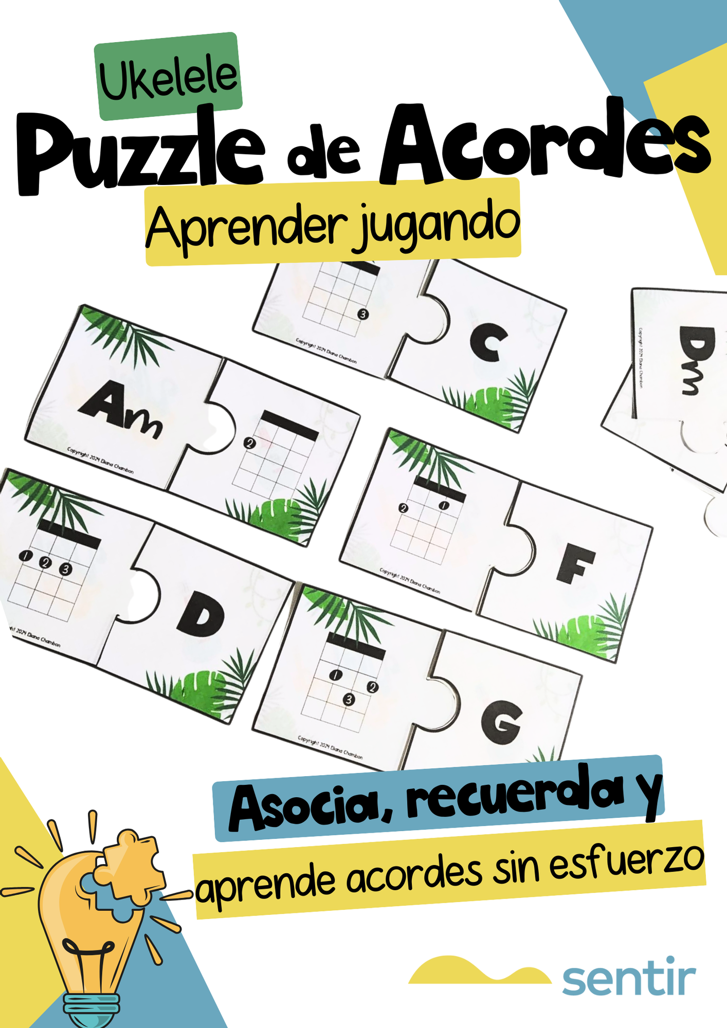 Puzzle de Acordes para Ukelele | Juego Imprimible - material de la ...