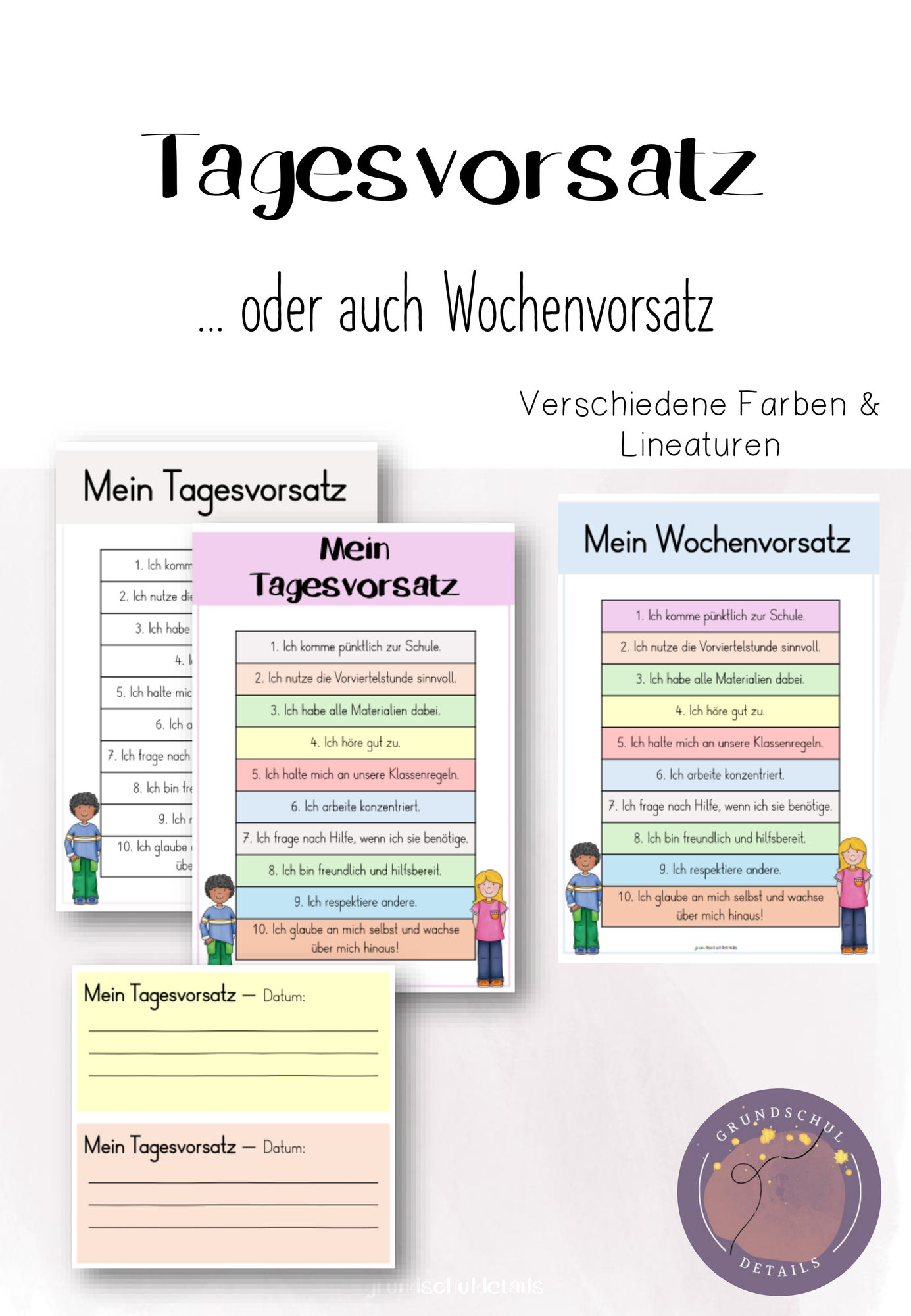 Vorsatz für den Tag/die Woche (Tagesziel/Wochenziel ...