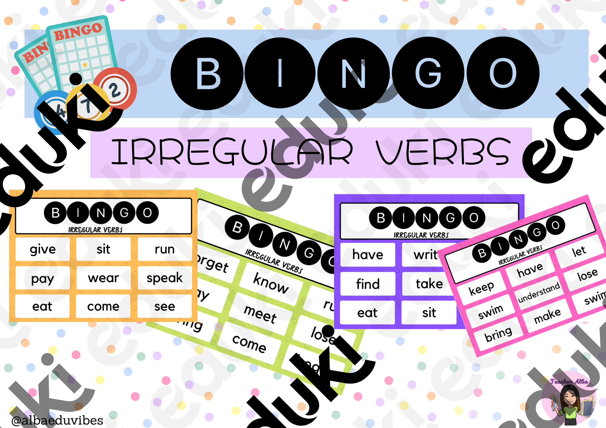 Irregular verbs (Bingo) - ENGLISH - material de la siguiente asignatura ...
