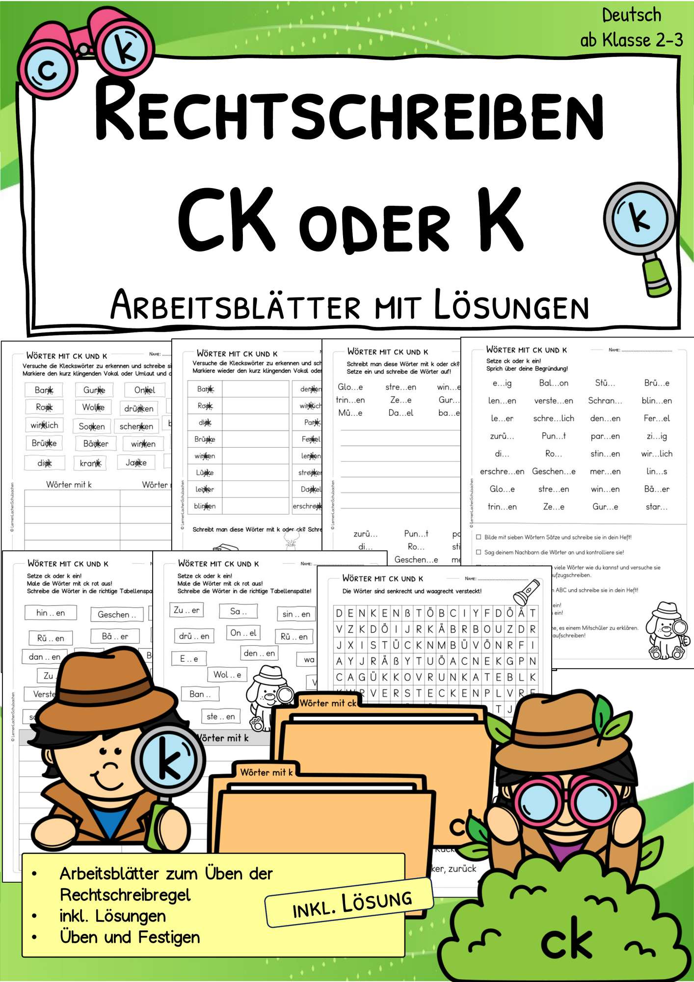 Rechtschreibtraining "ck oder k" - Arbeitsblätter – Unterrichtsmaterial ...