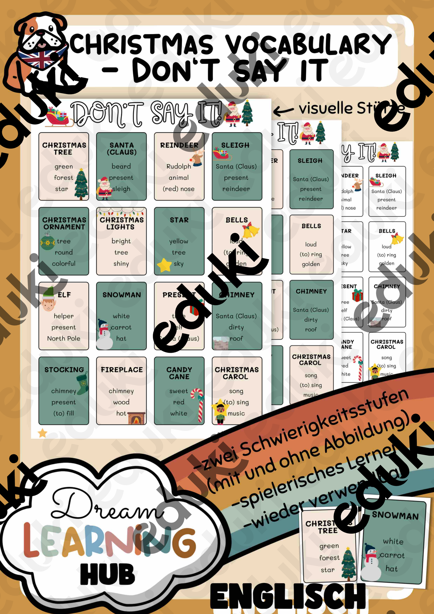 CHRISTMAS - „Don‘t say it“-Vokabel-Ratespiel – Unterrichtsmaterial im ...