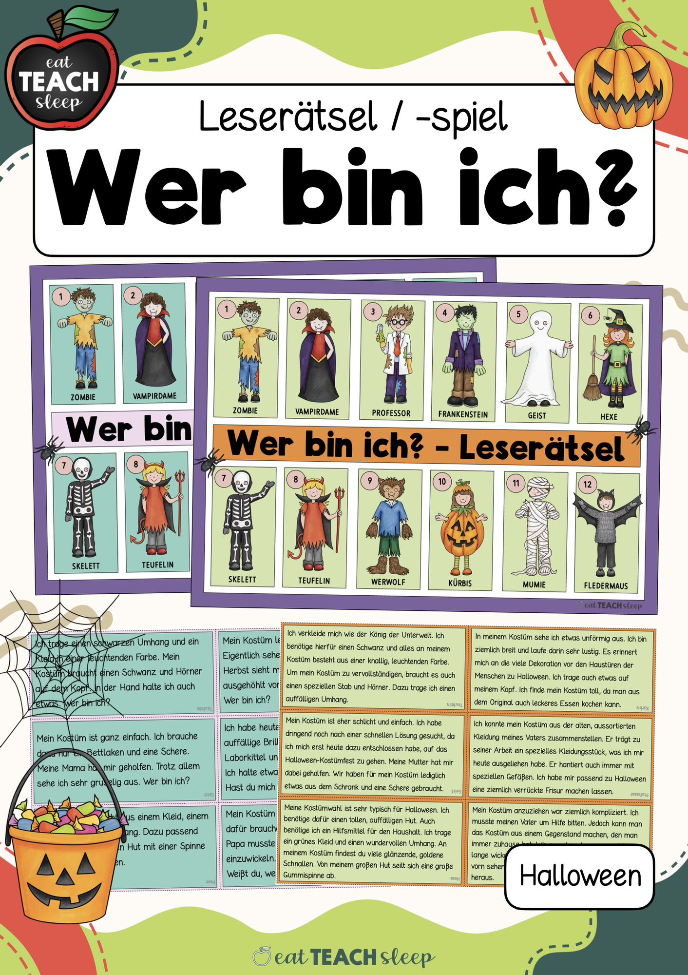 Wer bin ich? Lesespiel/Leserätsel - Halloween – Unterrichtsmaterial im ...