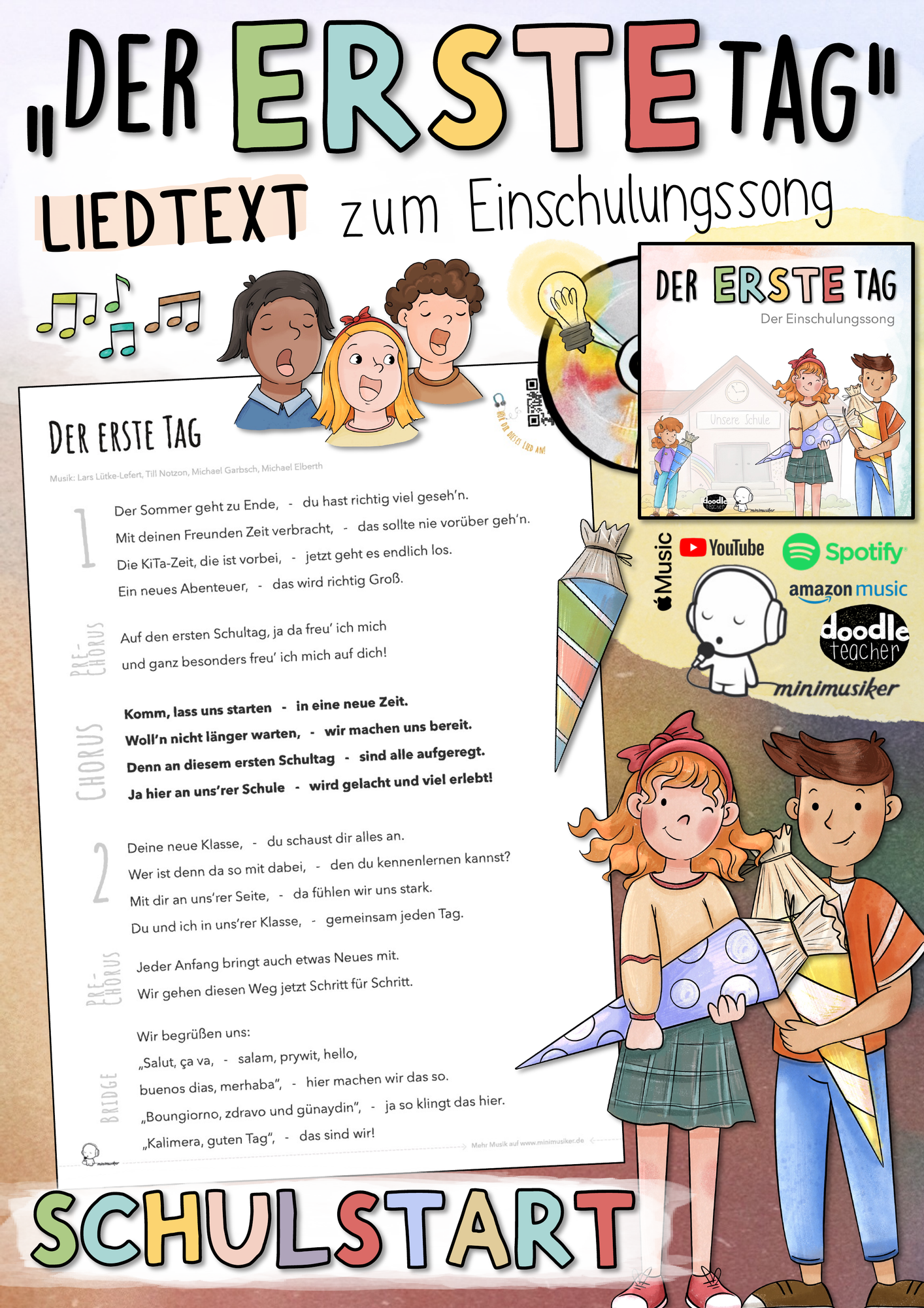 Der erste Tag – Liedtext / Lyrics | Einschulungssong Klasse 1 ...