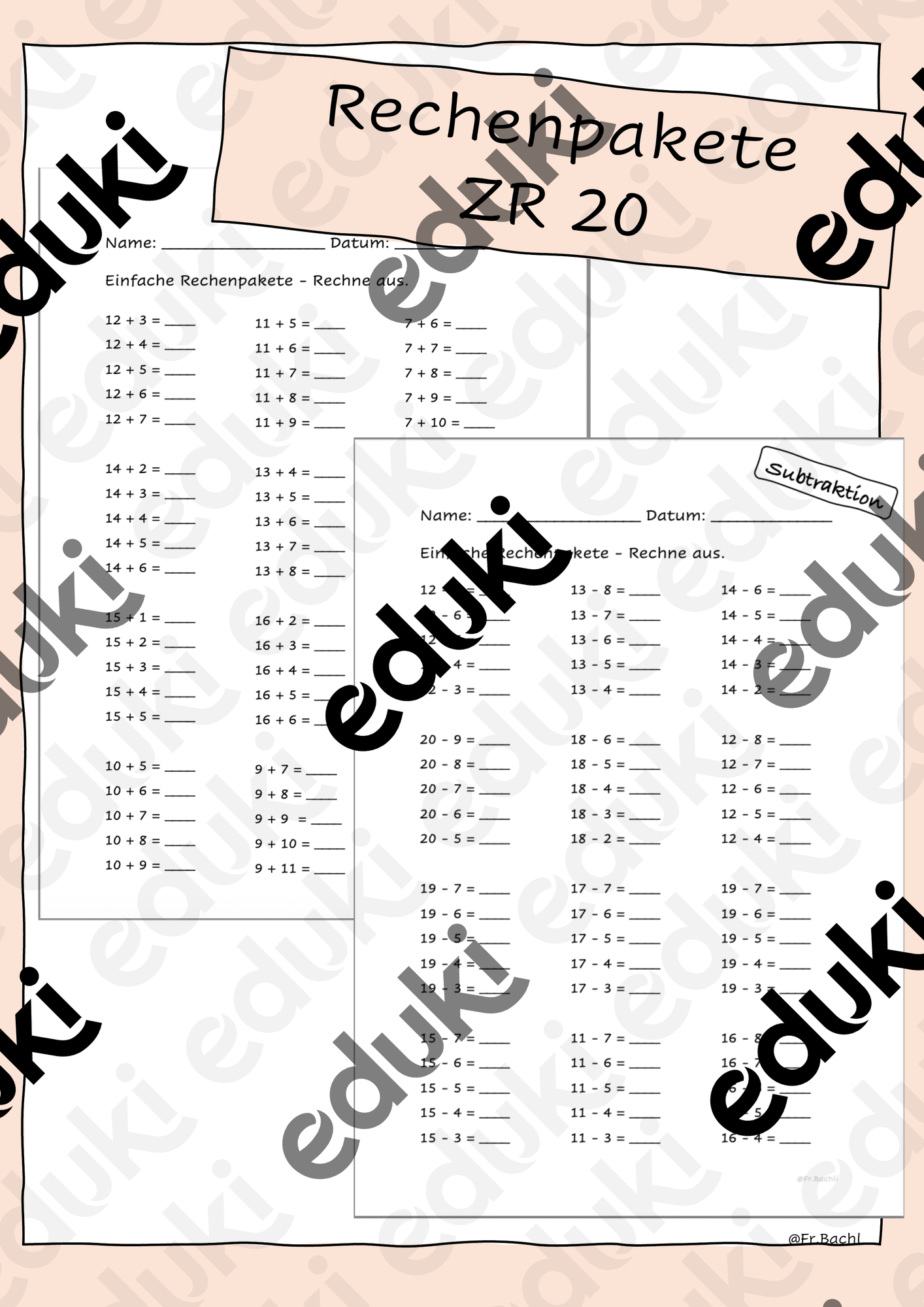 Rechnen Zahlenraum 20 - Rechenpakete - ZR 20 – Unterrichtsmaterial im ...