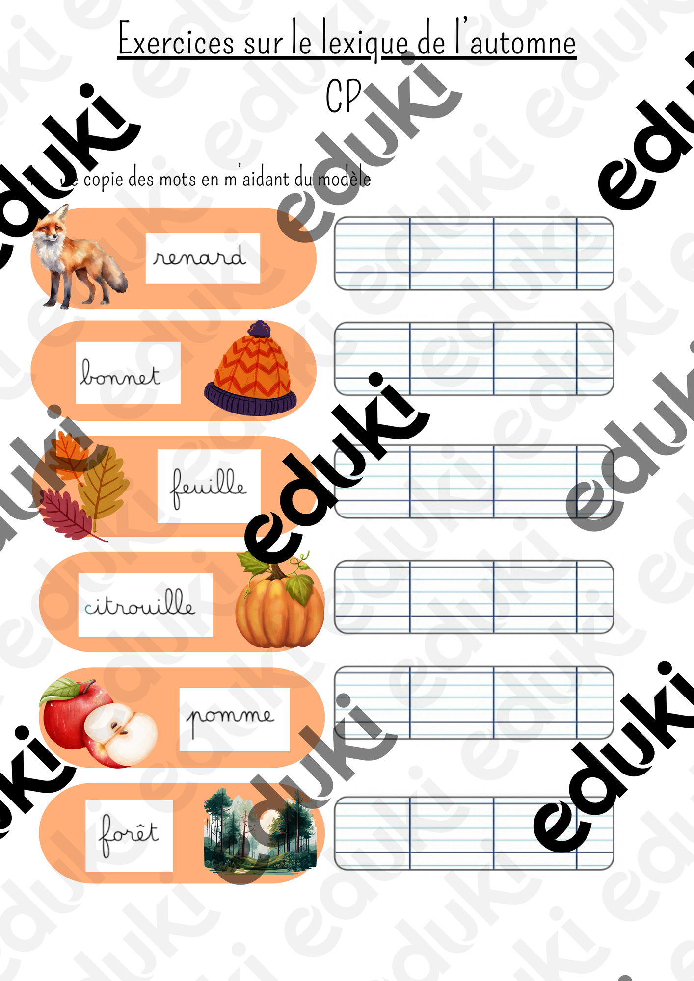 KIT Vocabulaire et production d'écrit - L'automne - Ressource ...