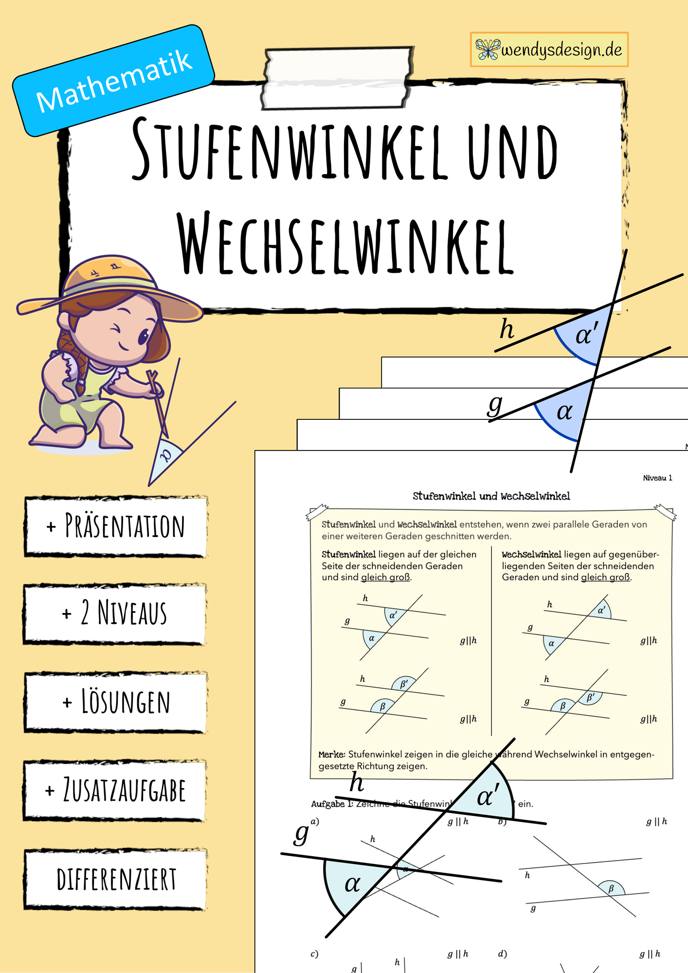 Stufenwinkel und Wechselwinkel (Arbeitsblatt) – Unterrichtsmaterial im ...