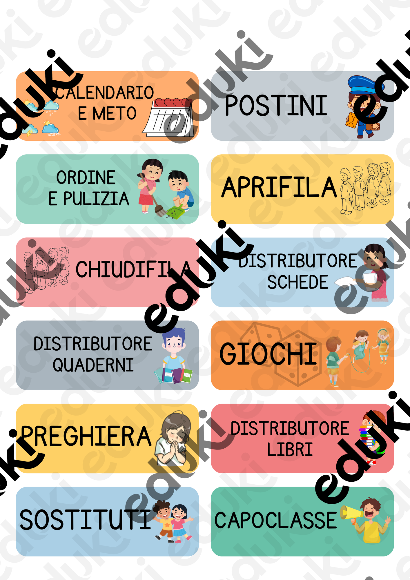 Kit incarichi di Classe - Cartellini da stampare colorati - Materiale ...