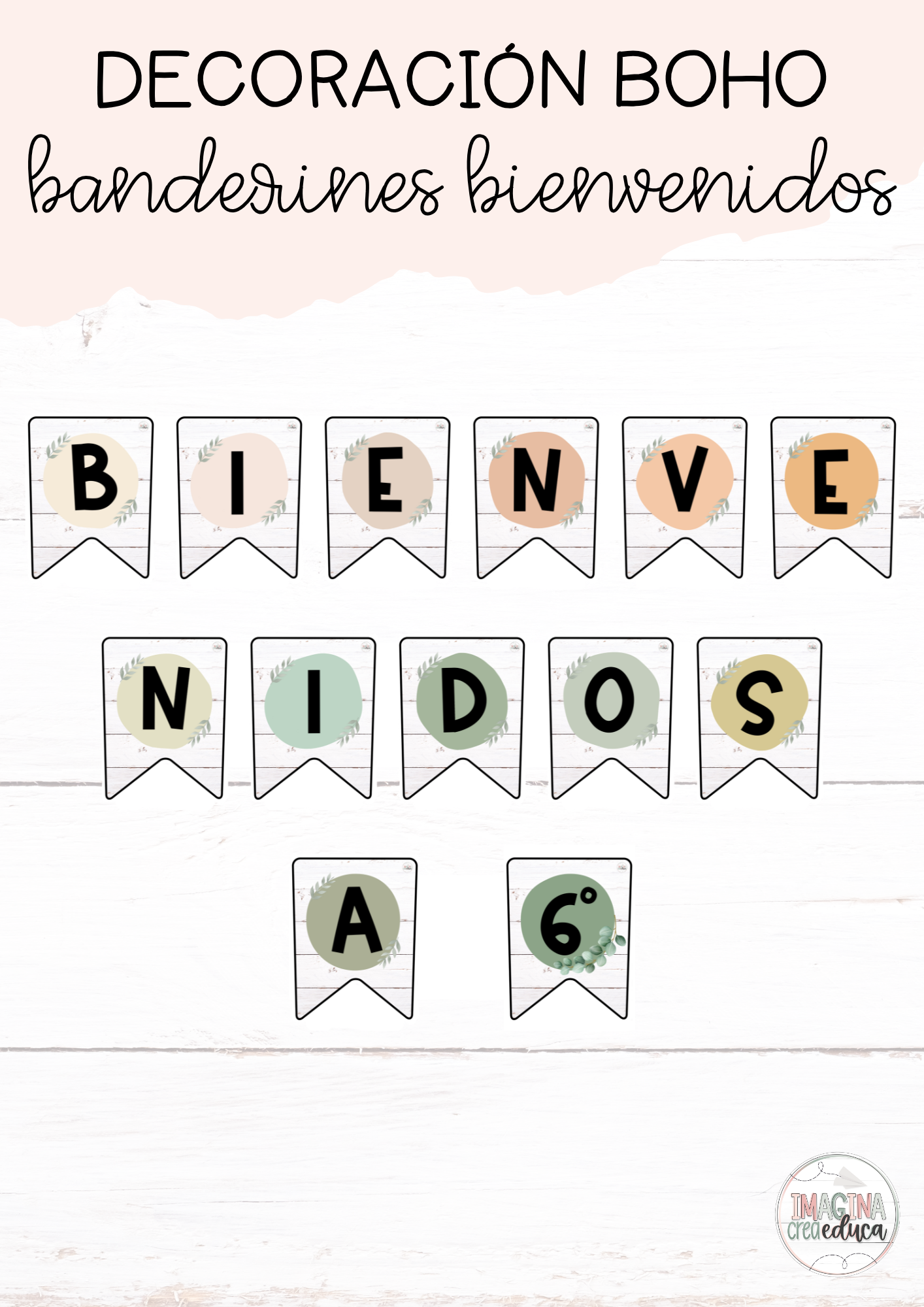 Banderines bienvenidos (decoración boho) - material de la siguiente ...