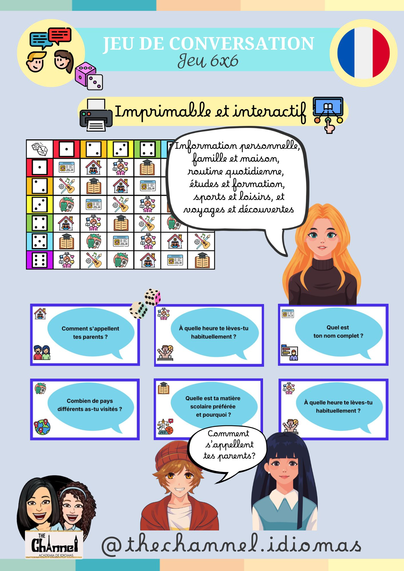 CONVERSATION - DELF B1 - Jeu 6x6 - Ressource pédagogique pour ton cours ...