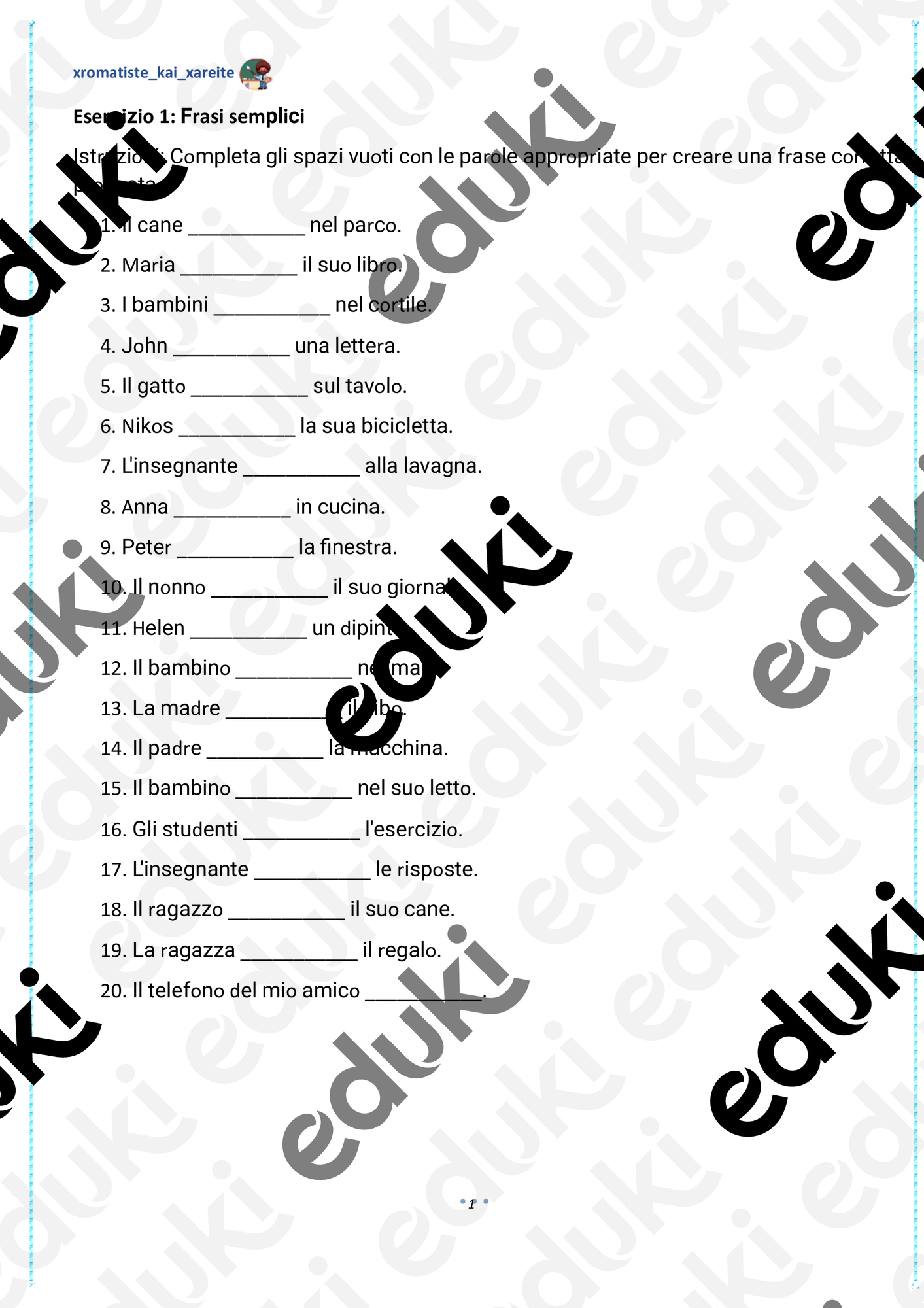 Frasi semplici, complesse ed ellittiche (20 esercizi) – quarta ...