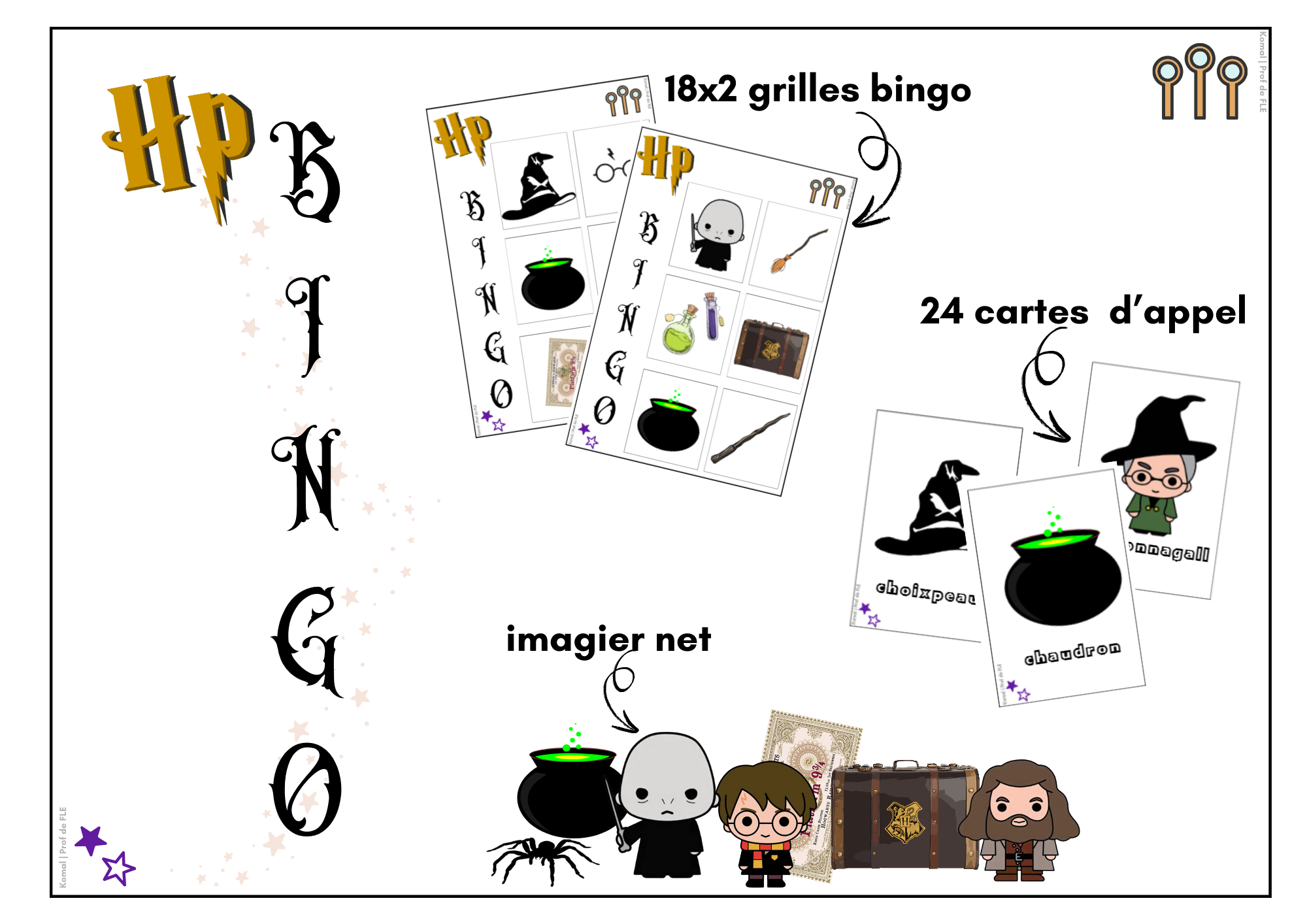 Bingo - Harry Potter personnages et objets clés - Ressource pédagogique ...