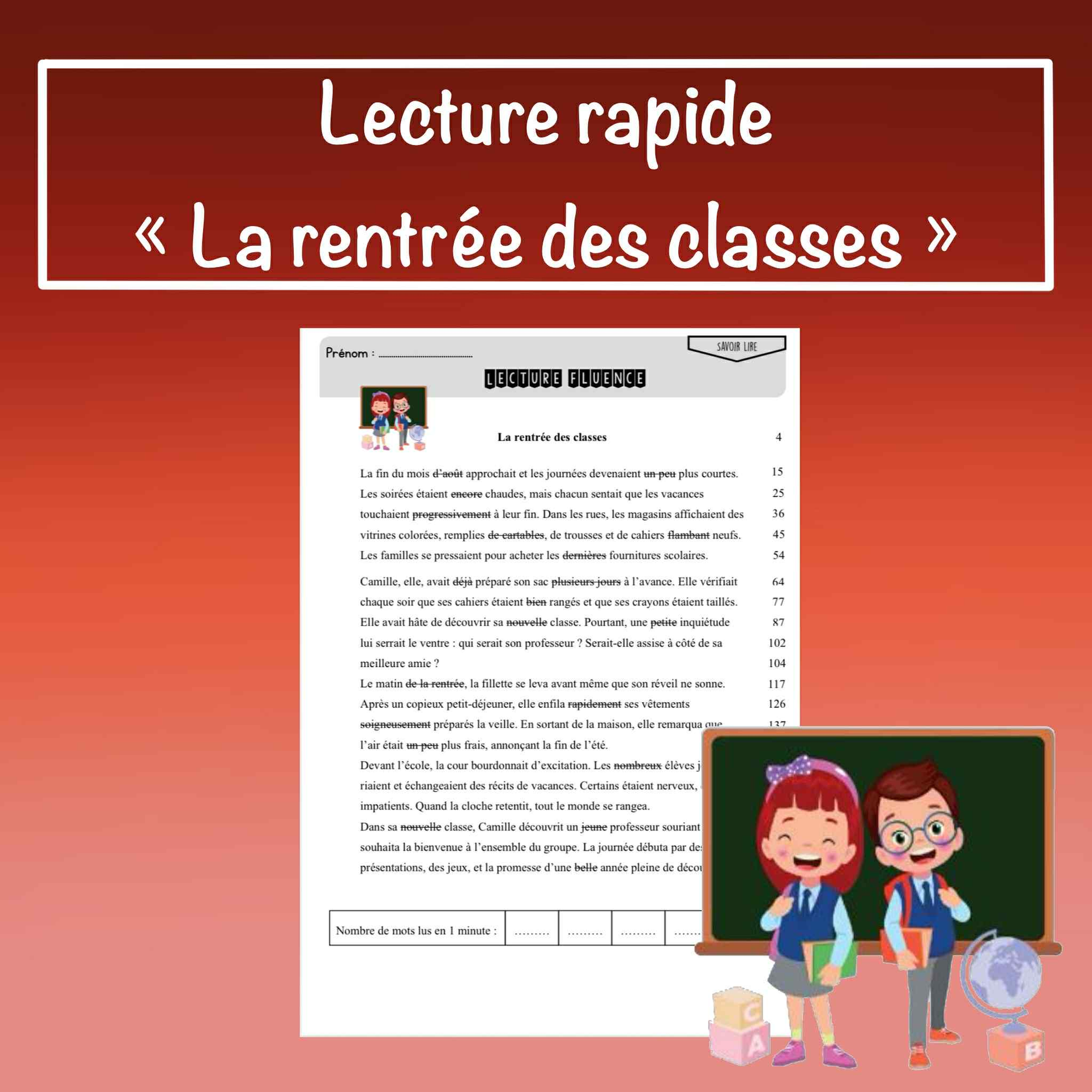 Lecture rapide " La rentrée des classes" - Ressource pédagogique pour ...