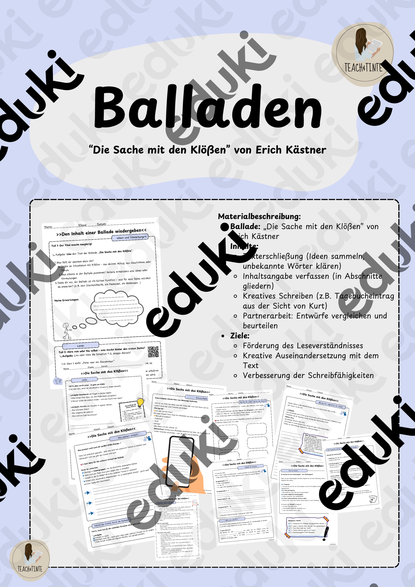 Den Inhalt einer Ballade erschließen "Die Sache mit den Klößen" (Erich ...