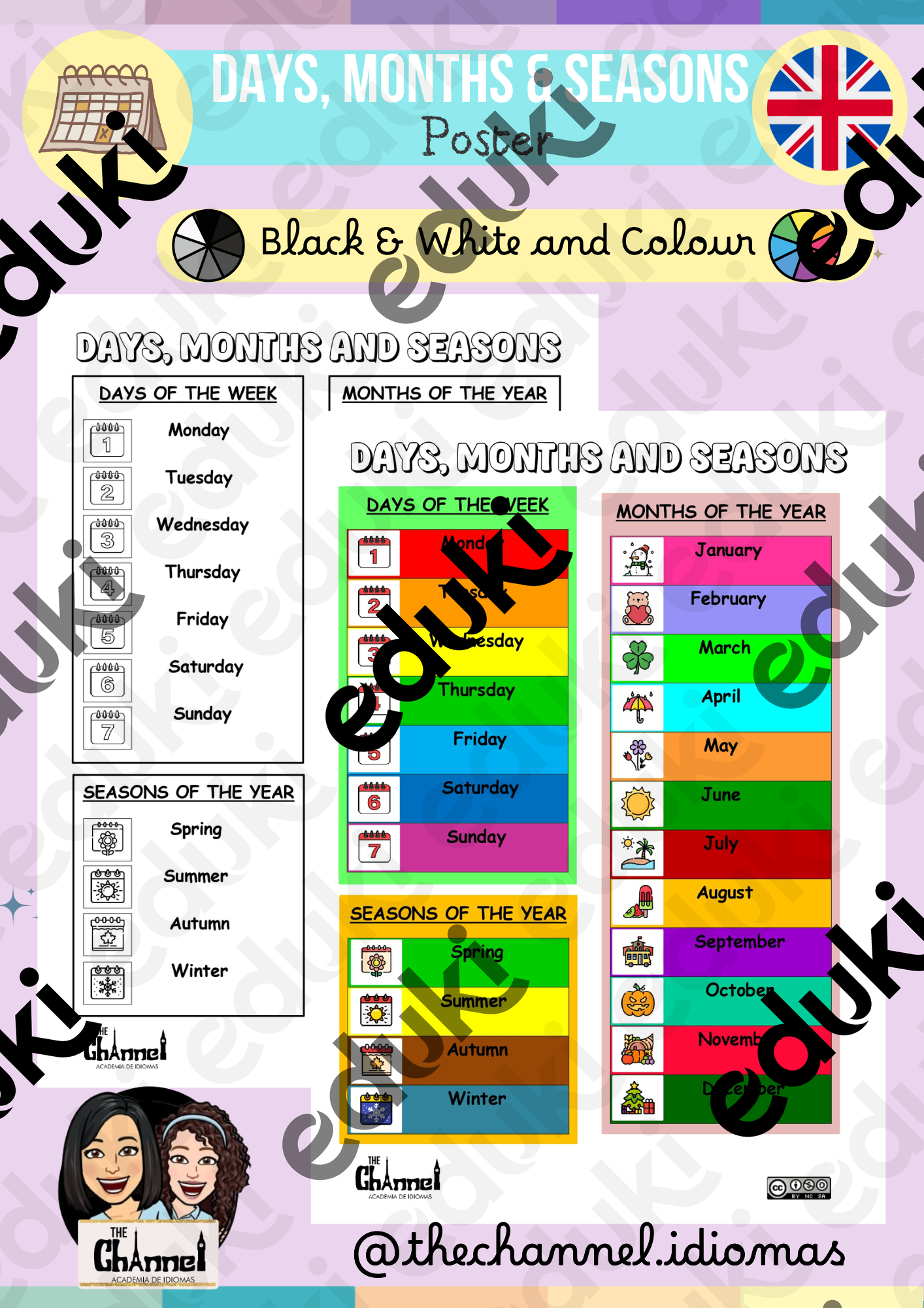 DAYS, MONTHS AND SEASONS – Poster - material de la siguiente asignatura ...