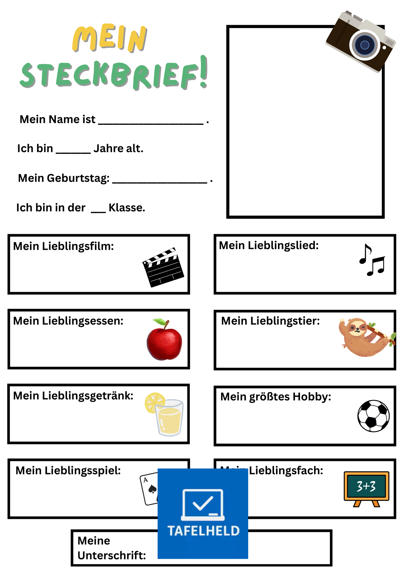 Das bin Ich - Steckbrief Grundschule ️ Kennenlernen & Selbstvorstellung ...
