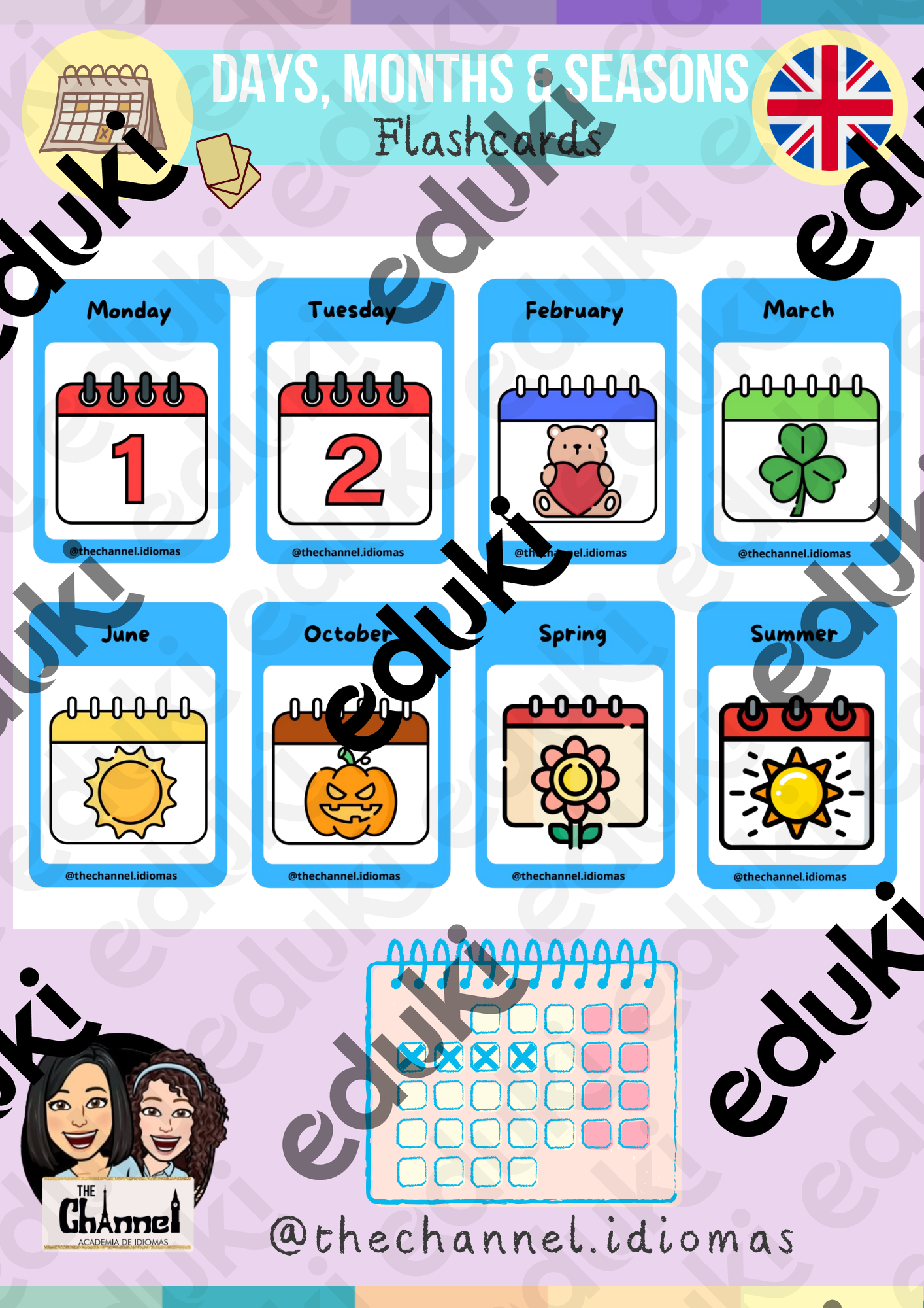 DAYS, MONTHS AND SEASONS – Flashcards - Ressource pédagogique pour ton ...