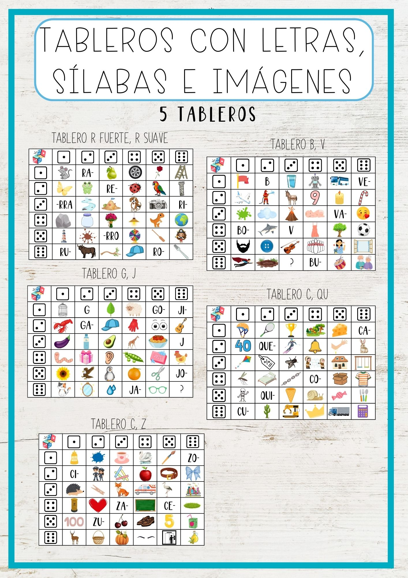 Tableros R, RR, B, V, G, J, C, Q, Z - material de la siguiente asignatura Lengua y literatura