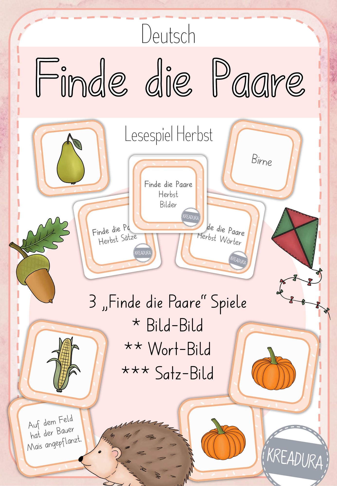 Finde die Paare – Herbst - Lesespiel – Unterrichtsmaterial in den ...