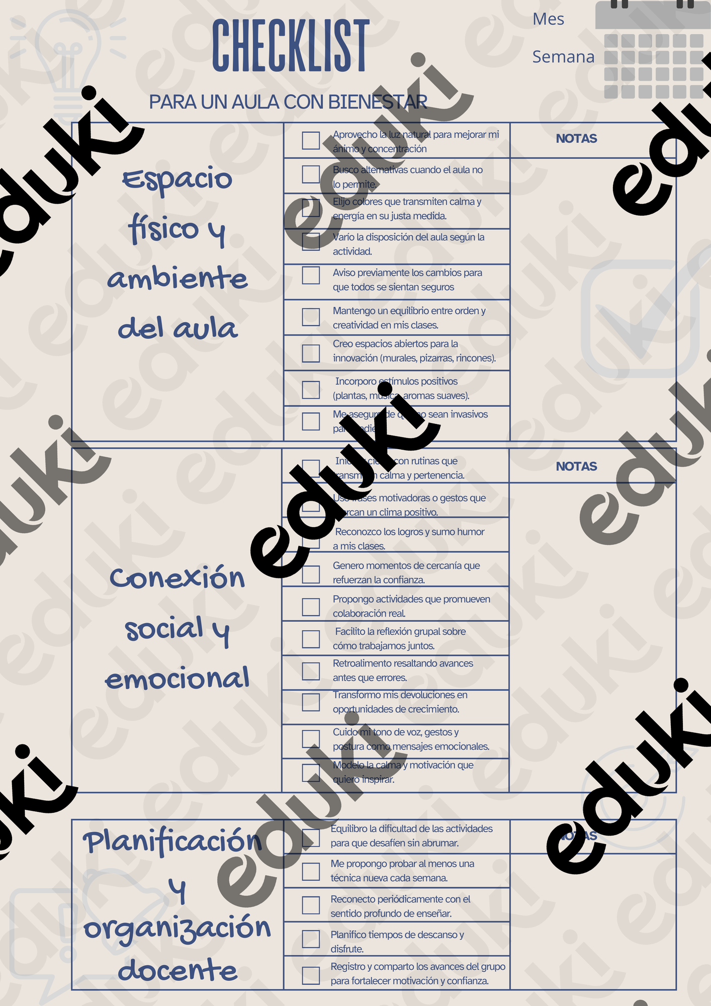 Check list Bienestar en el aula - material didáctico de las asignaturas ...