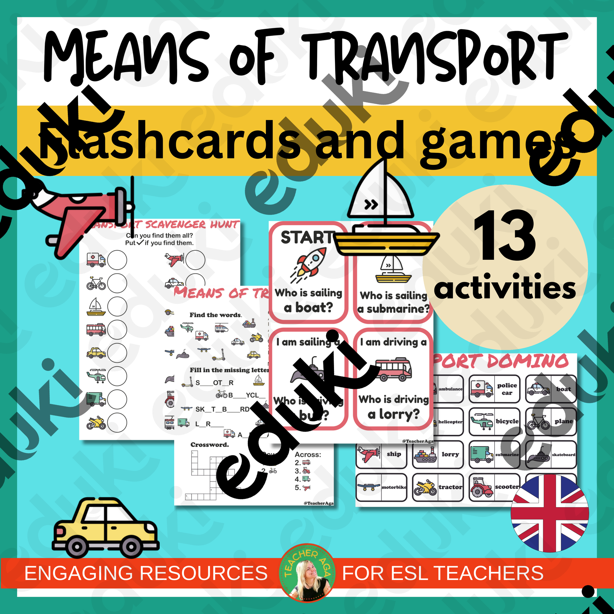 Means of Transport Activities | ESL Flashcards, Worksheets, Bingo ...
