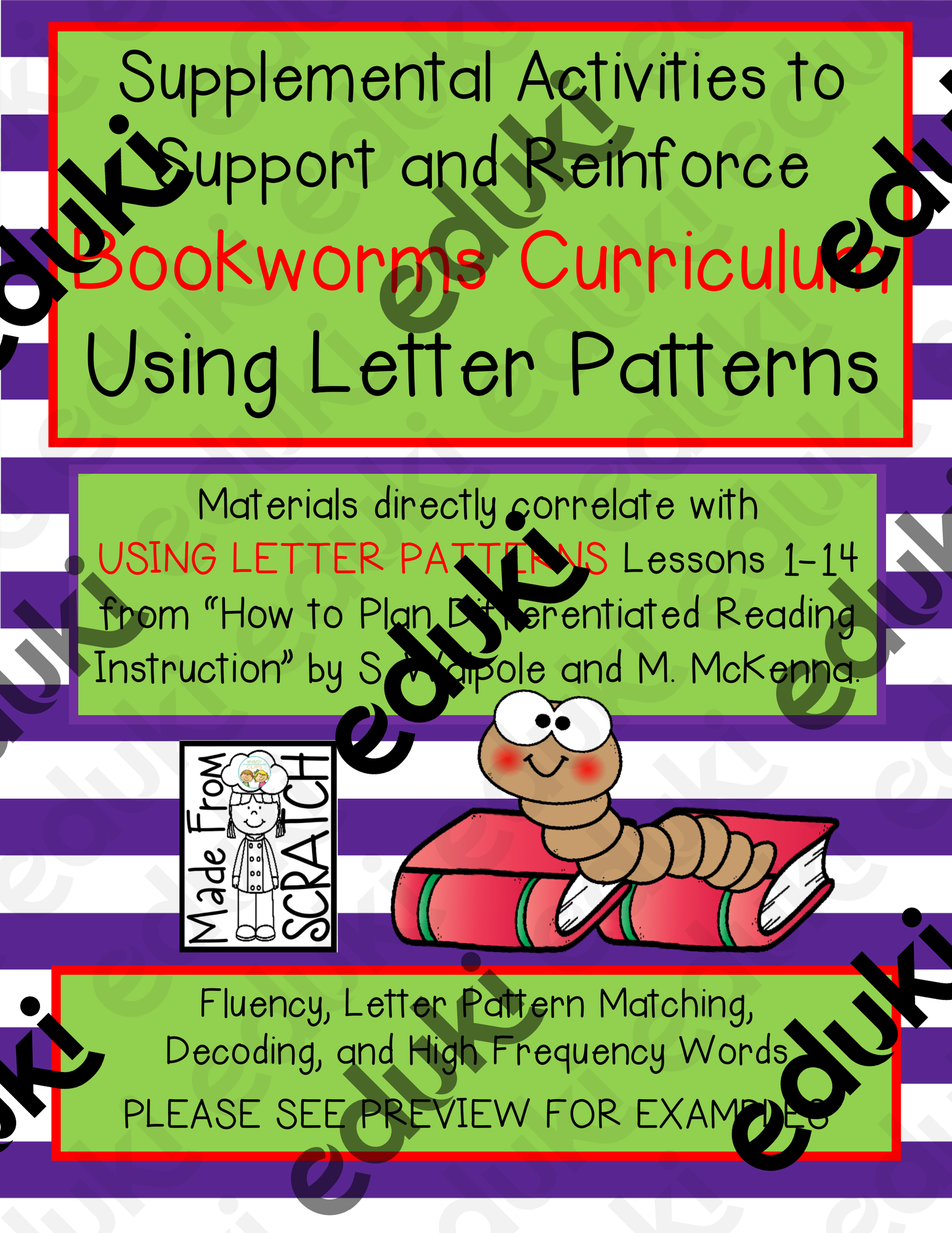 Supplemental Activities for BOOKWORMS CURRICULUM - Using Letter ...