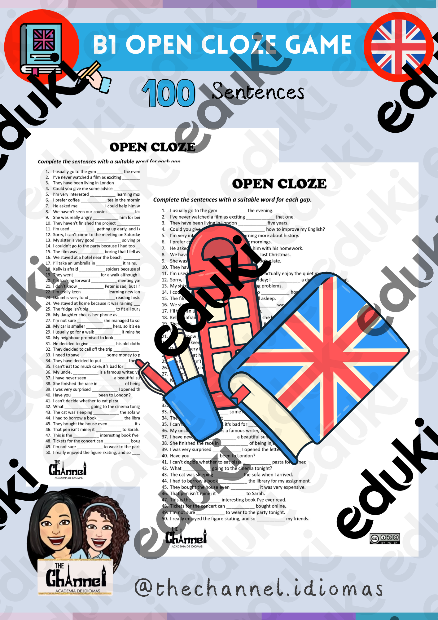 B1 OPEN CLOZE – Worksheet (100 Sentences) - material de la siguiente asignatura Inglés / English