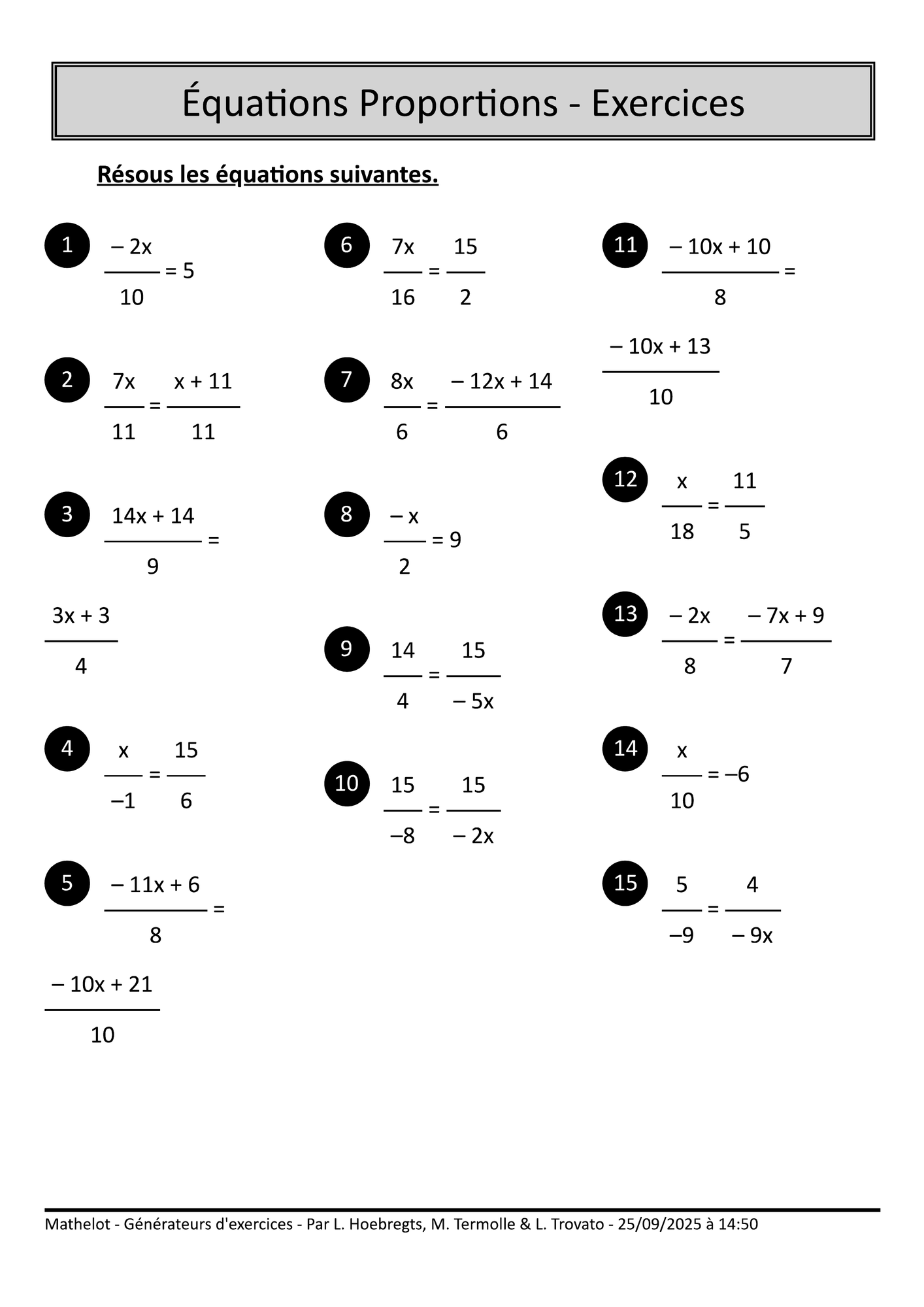 Exercices équations - Ressource pédagogique pour ton cours de Mathématiques