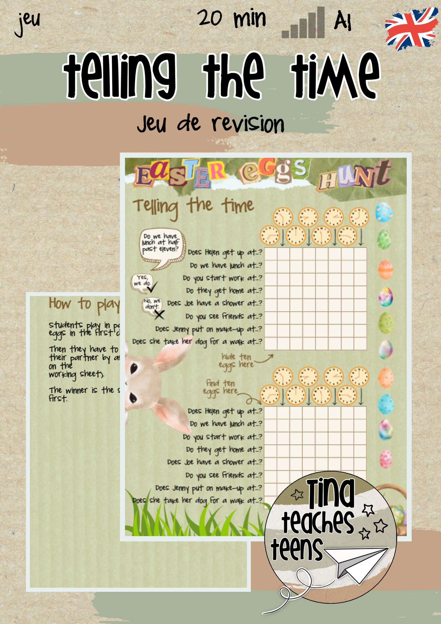 telling the time - l'heure | Anglais, ESL, EFL - Ressource pédagogique ...