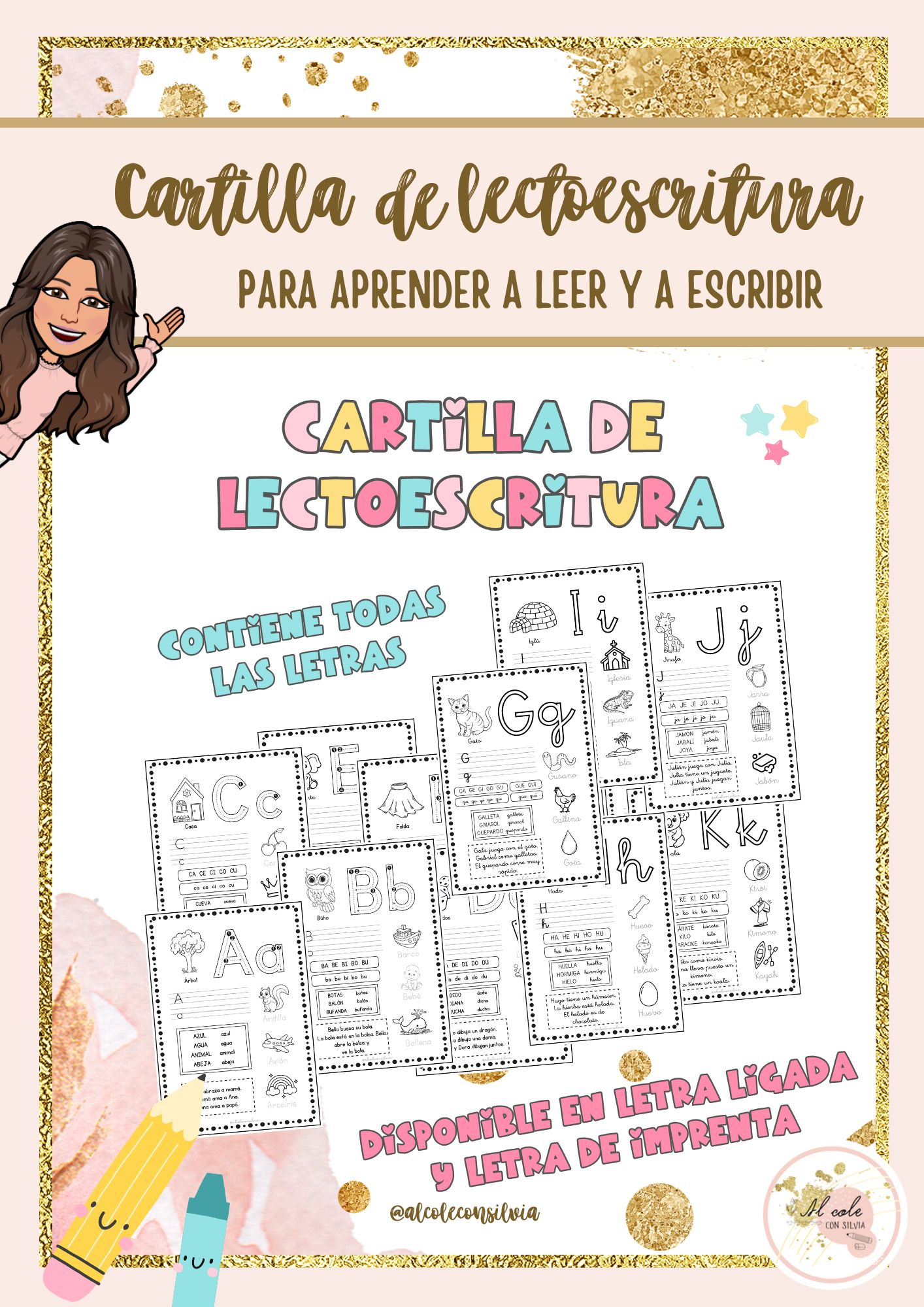 Cartilla de lectoescritura - Con letra ligada y de imprenta - material ...