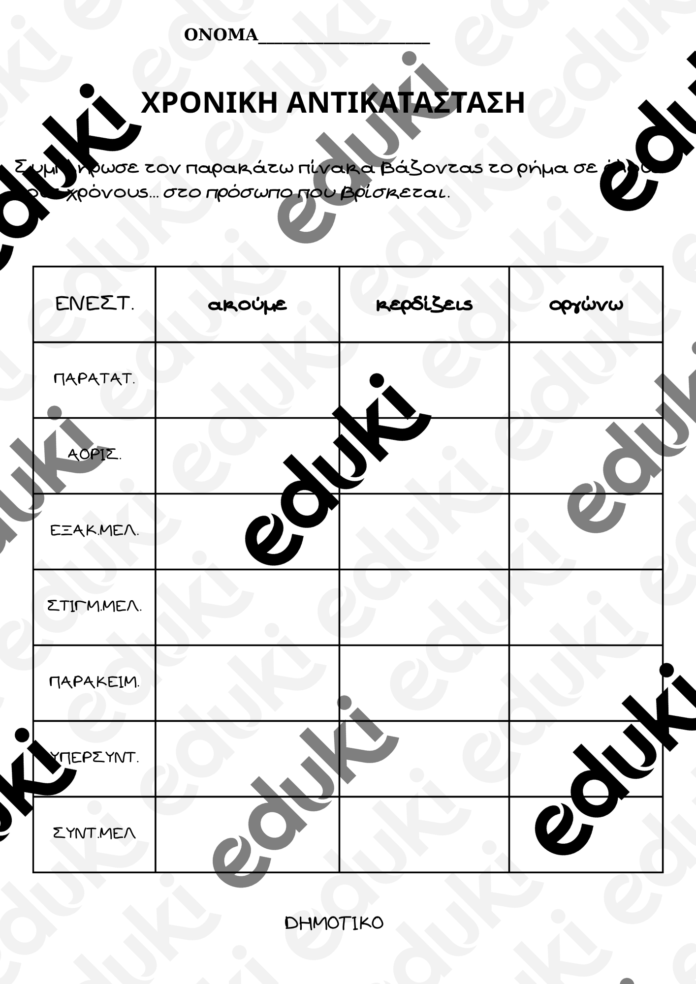 ΧΡΟΝΙΚΗ ΑΝΤΙΚΑΤΑΣΤΑΣΗ - Εκπαιδευτικό υλικό για το μάθημα