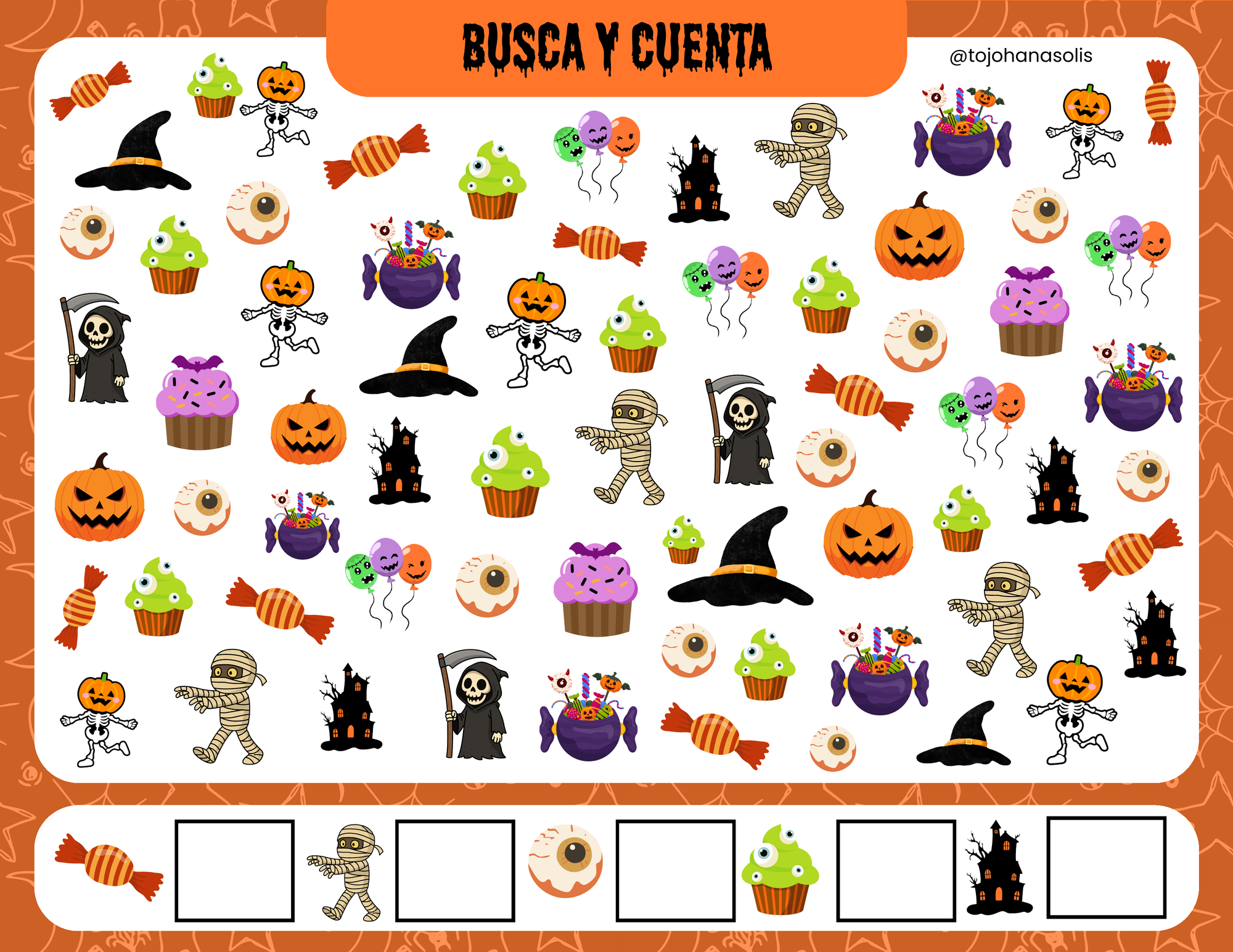 Busca y cuenta halloween (VERSIÓN GRATUITA - 1 TABLERO) - material de ...
