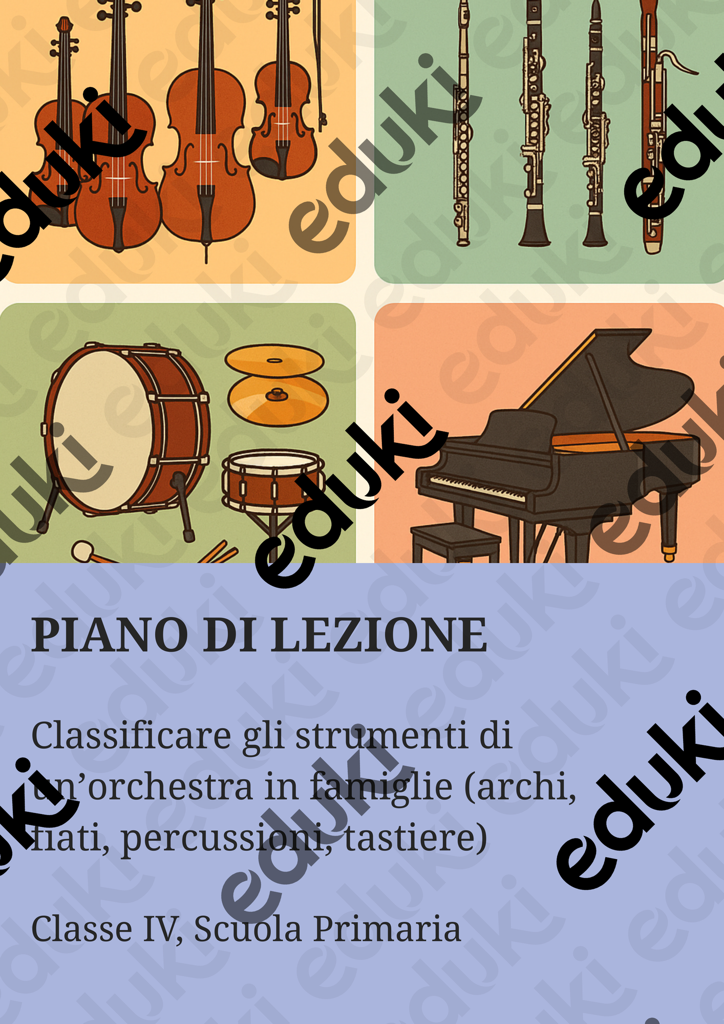 Classificare gli strumenti di un’orchestra in famiglie (archi, fiati ...