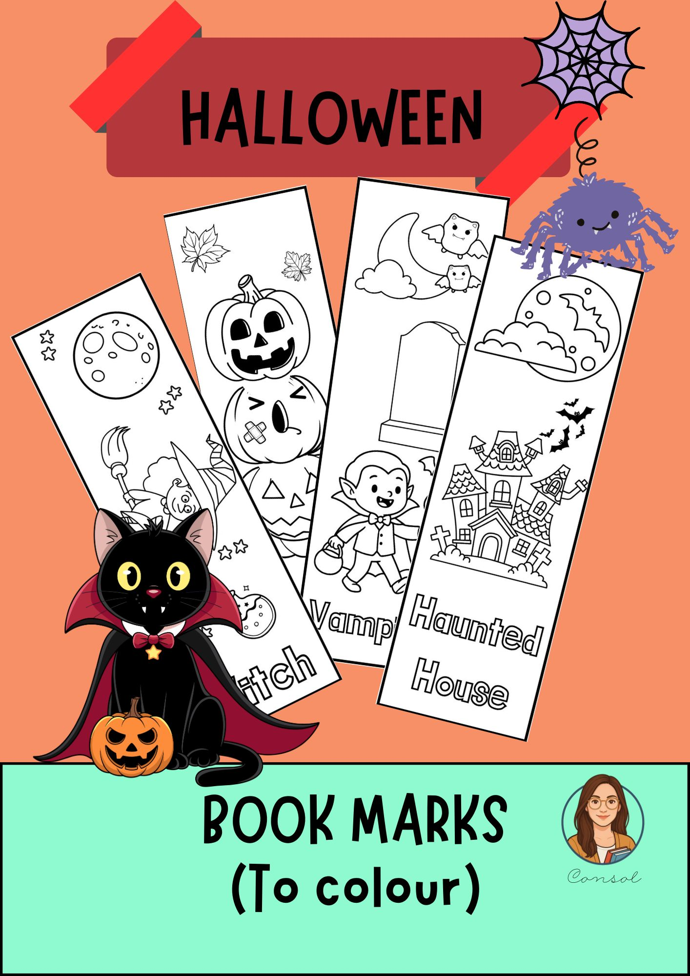 Halloween Bookmarks (1º-6º Primaria) Marcapáginas para colorear ...