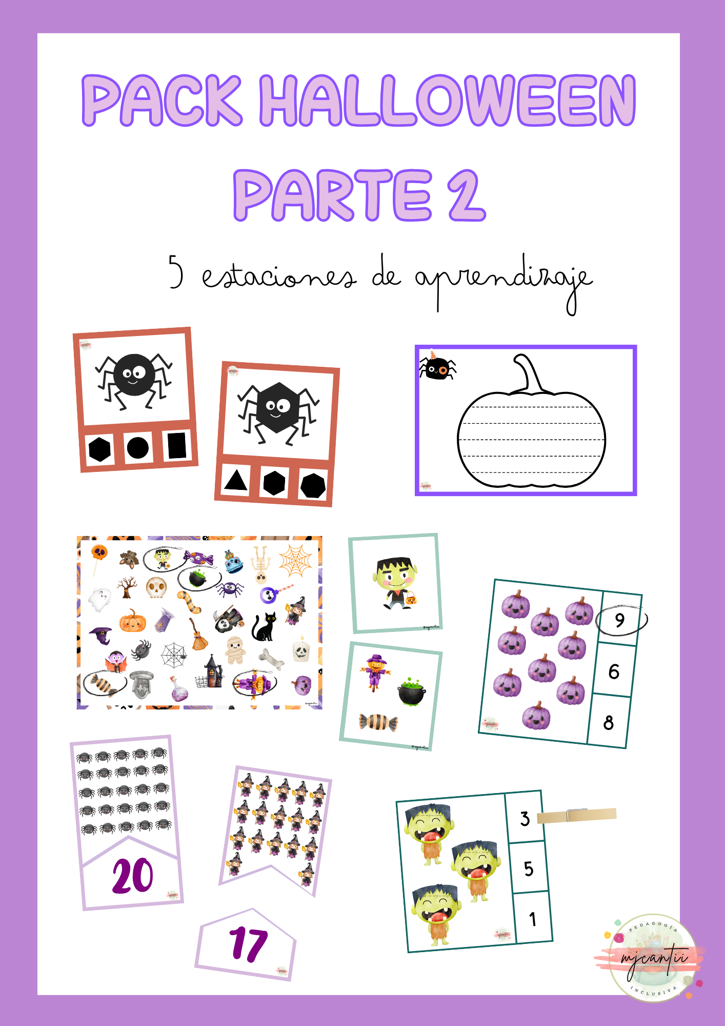PACK ESTACIONES DE APRENDIZAJE HALLOWEEN- PARTE 2 - material de la ...