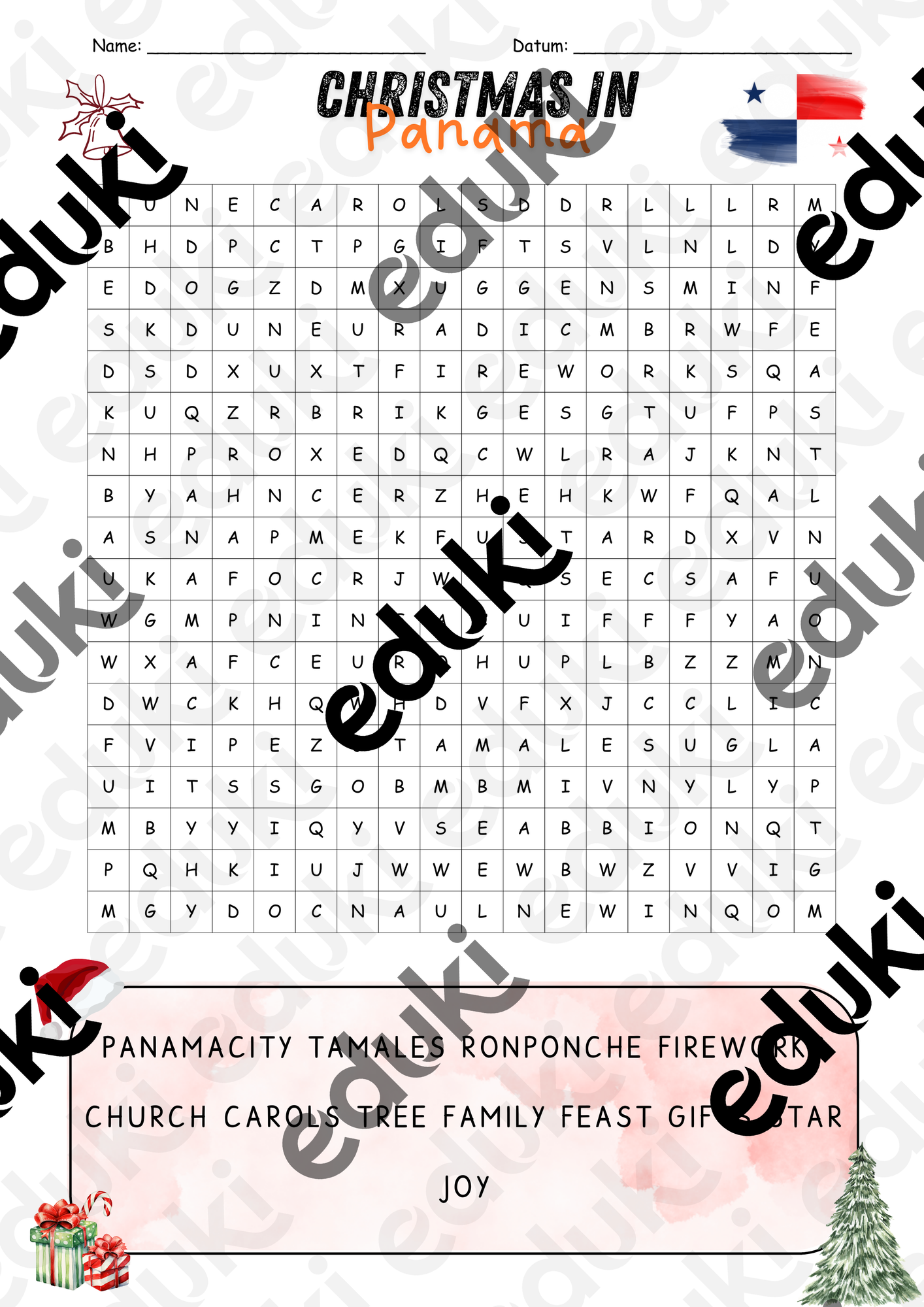 Word Search Christmas in Panama – Unterrichtsmaterial im Fach Englisch