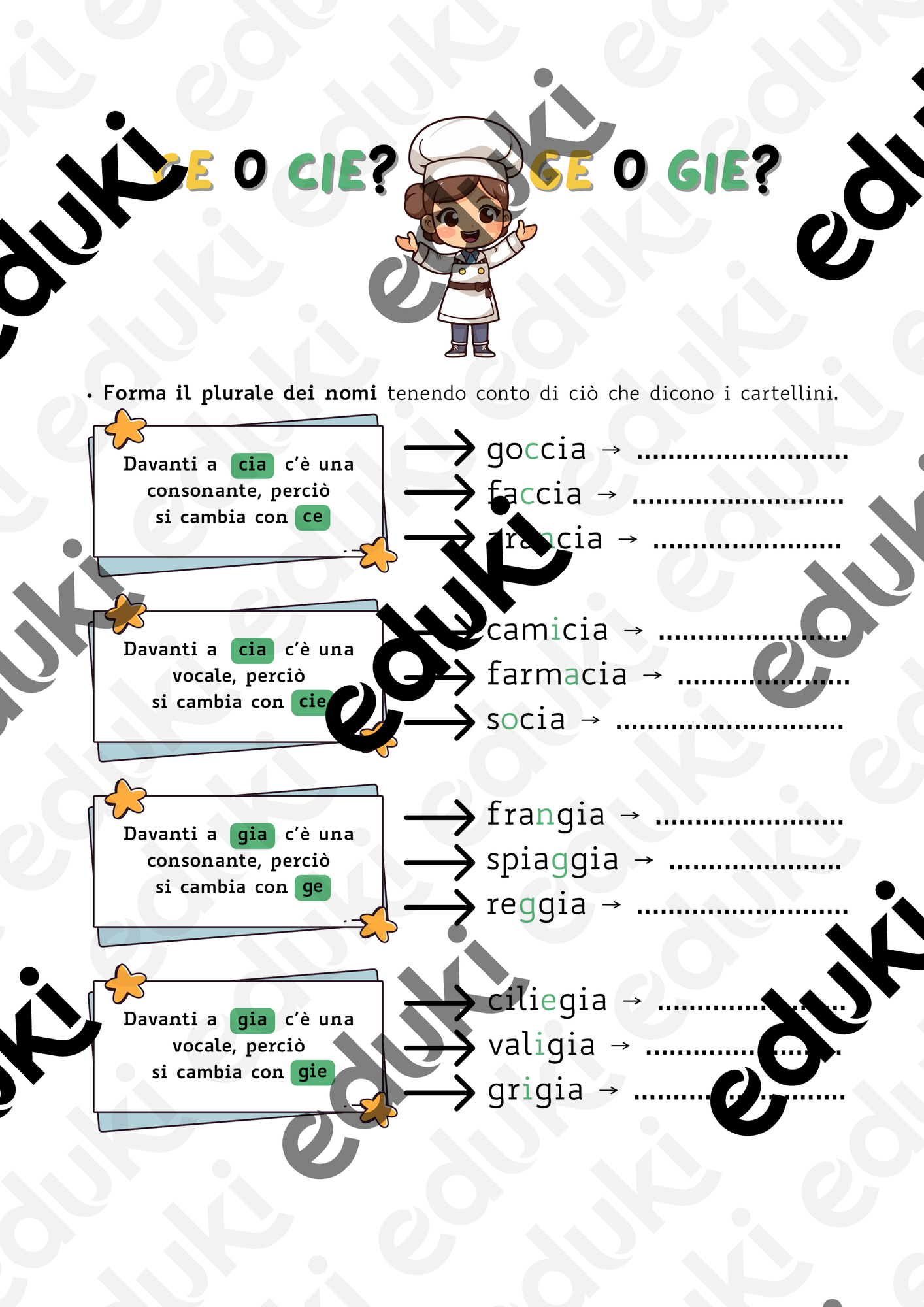 CE o CIE, GE o GIE - Materiale didattico per la materia Italiano