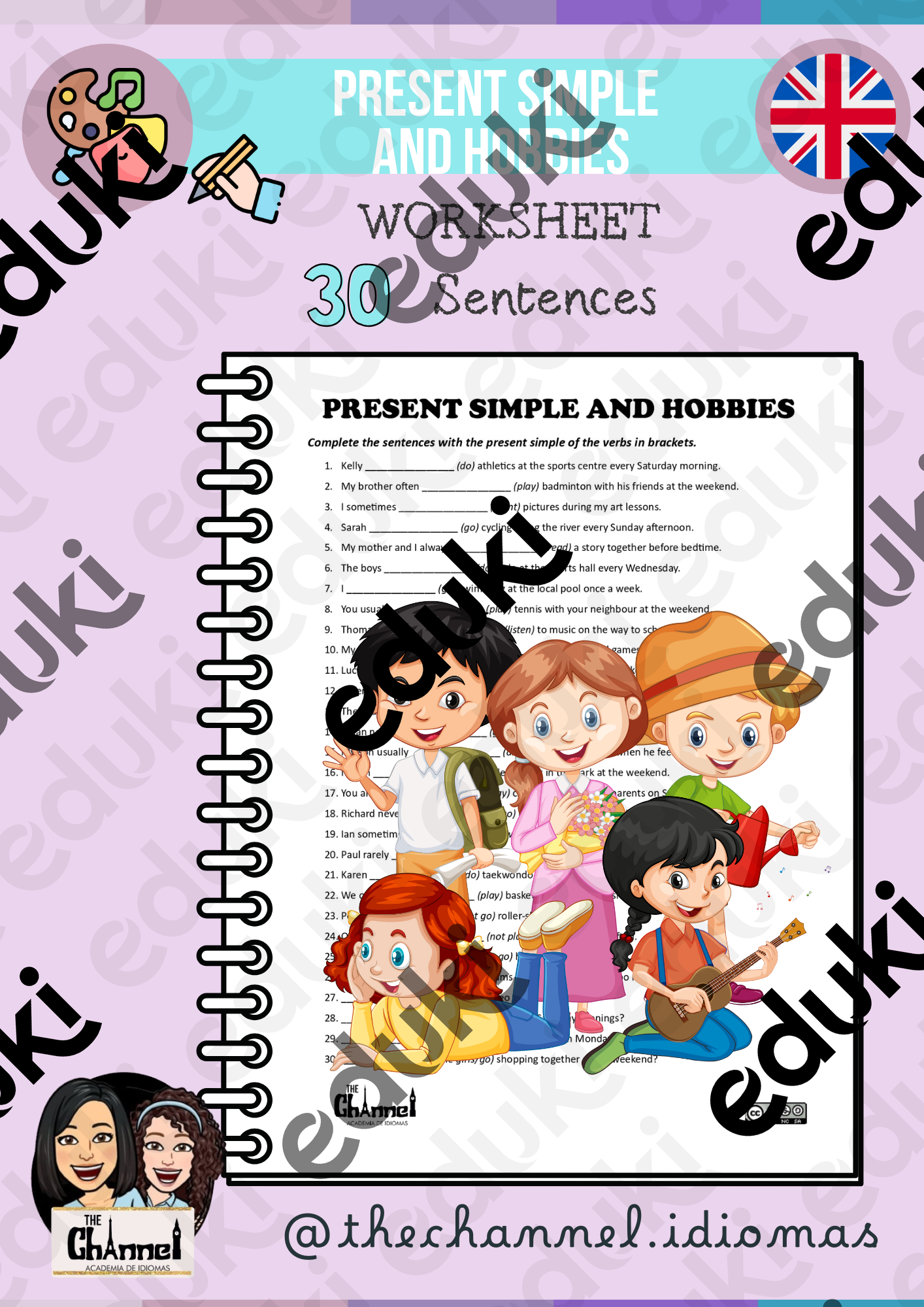 PRESENT SIMPLE AND HOBBIES – Worksheet (30 Sentences) - material de la ...