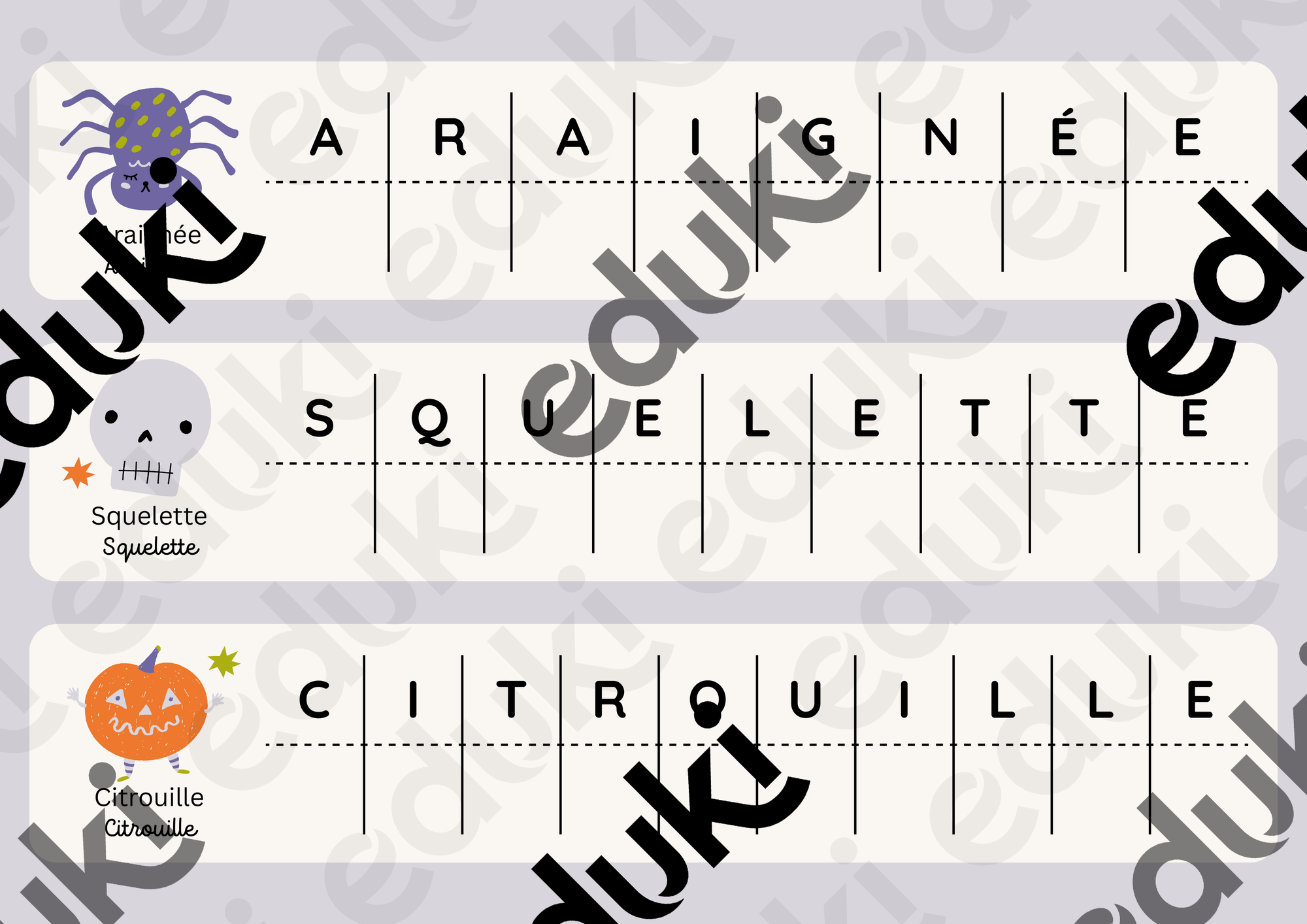 Cartes d’Écriture Halloween Vocabulaire CP - Ressource pédagogique pour ...